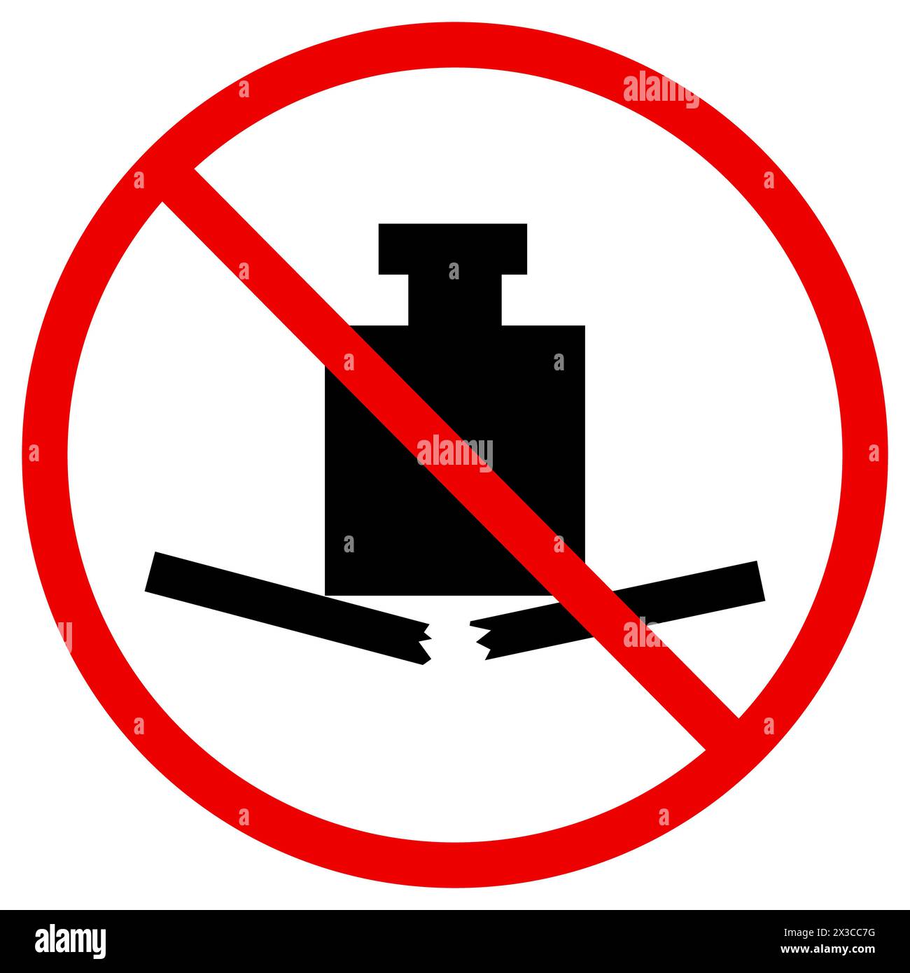 No heavy load icon. Do not place heavy objects on surface sign. No ...