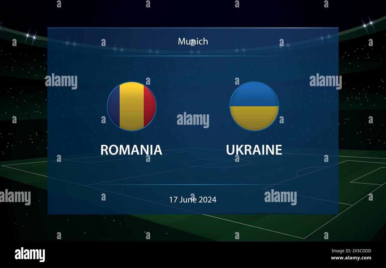 Romania vs Ukraine. Europe football tournament 2024, Soccer scoreboard ...