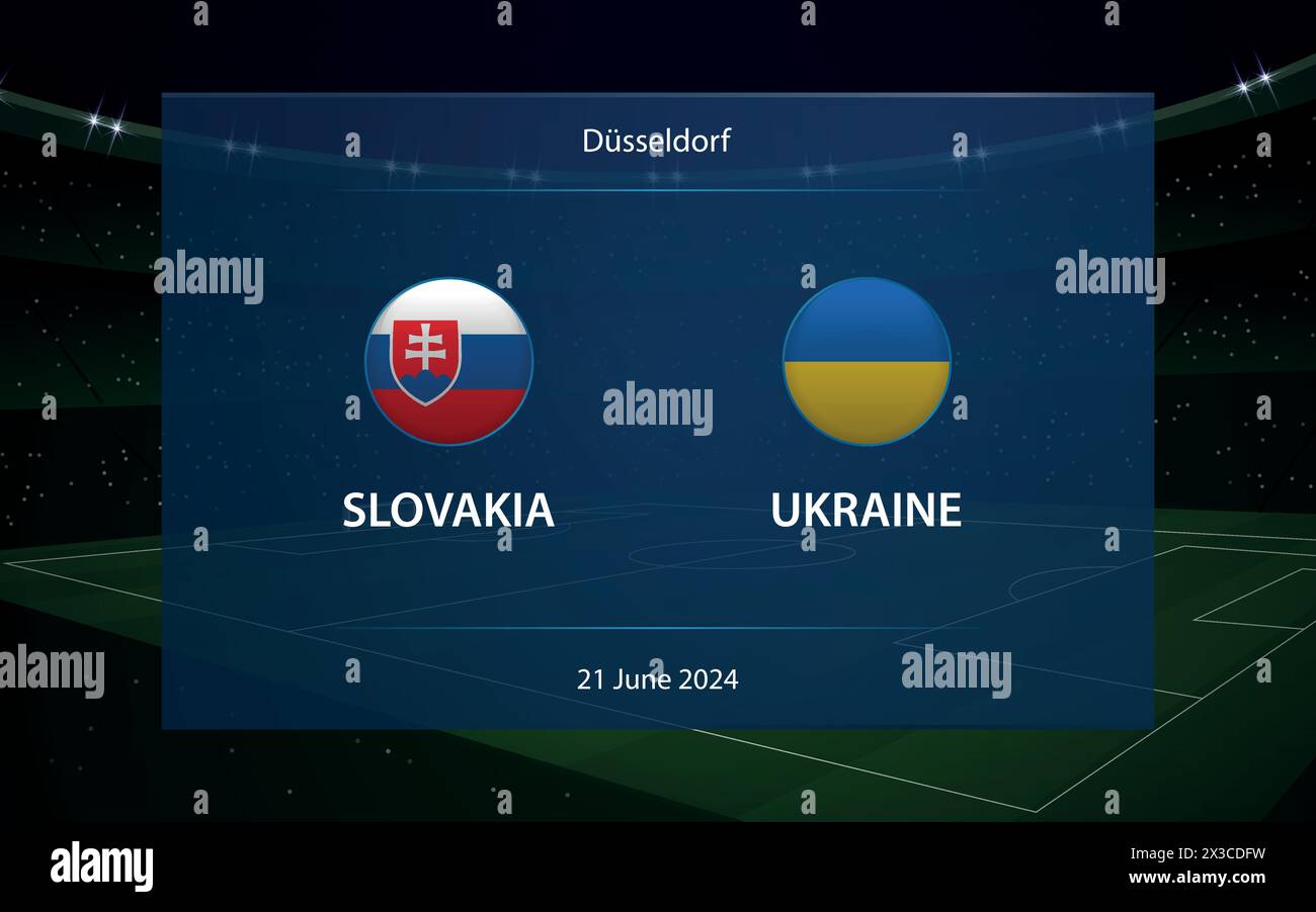 Slovakia vs Ukraine. Europe football tournament 2024, Soccer scoreboard ...