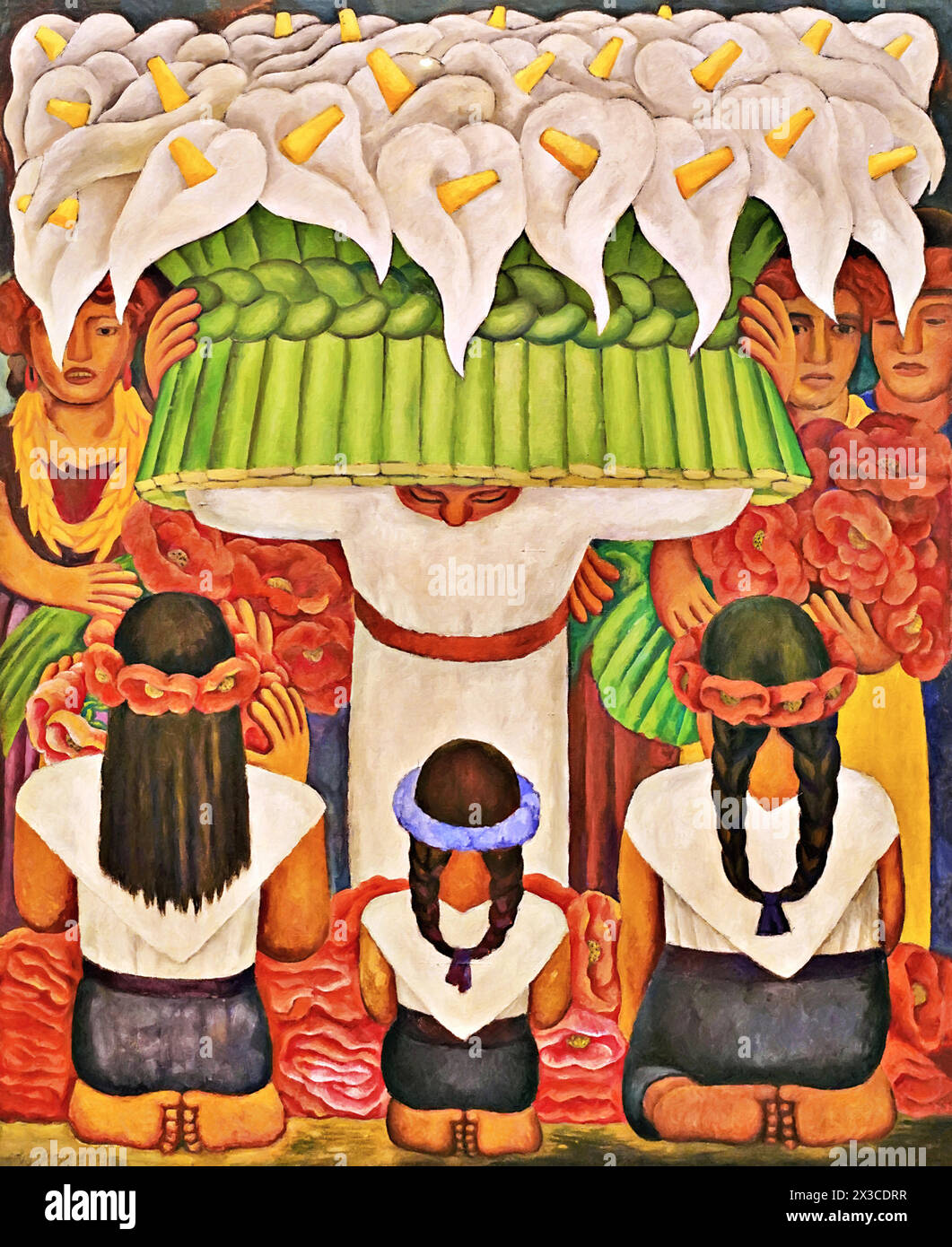 Diego Rivera Schilderijen Bloemendrager Diego Rivera | Painting
