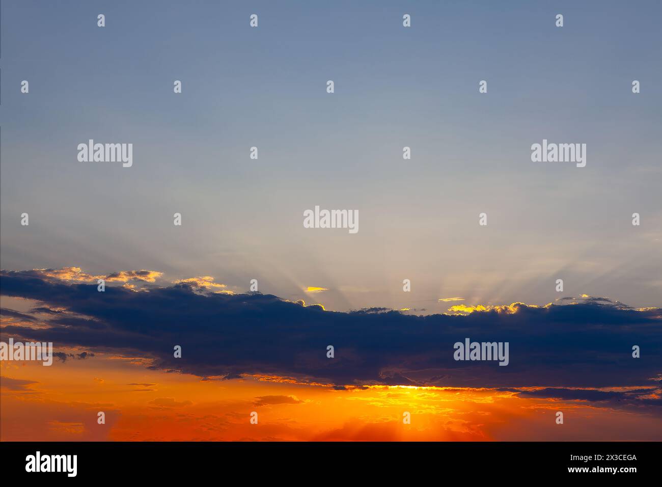 Sunset sky with clouds and sun ray. Beautiful nature background Stock ...