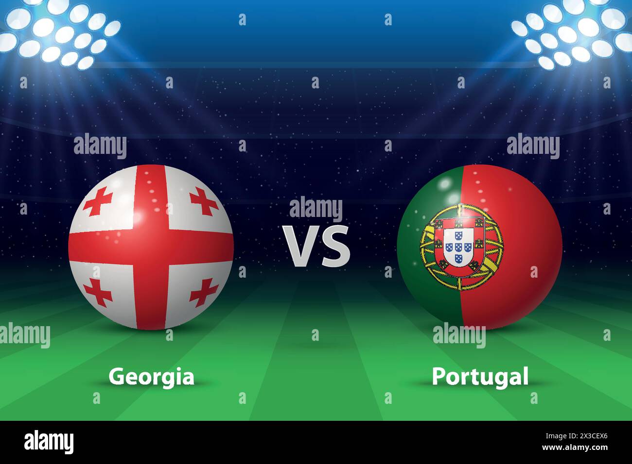 Georgia vs Portugal. Europe football tournament 2024, Soccer scoreboard ...