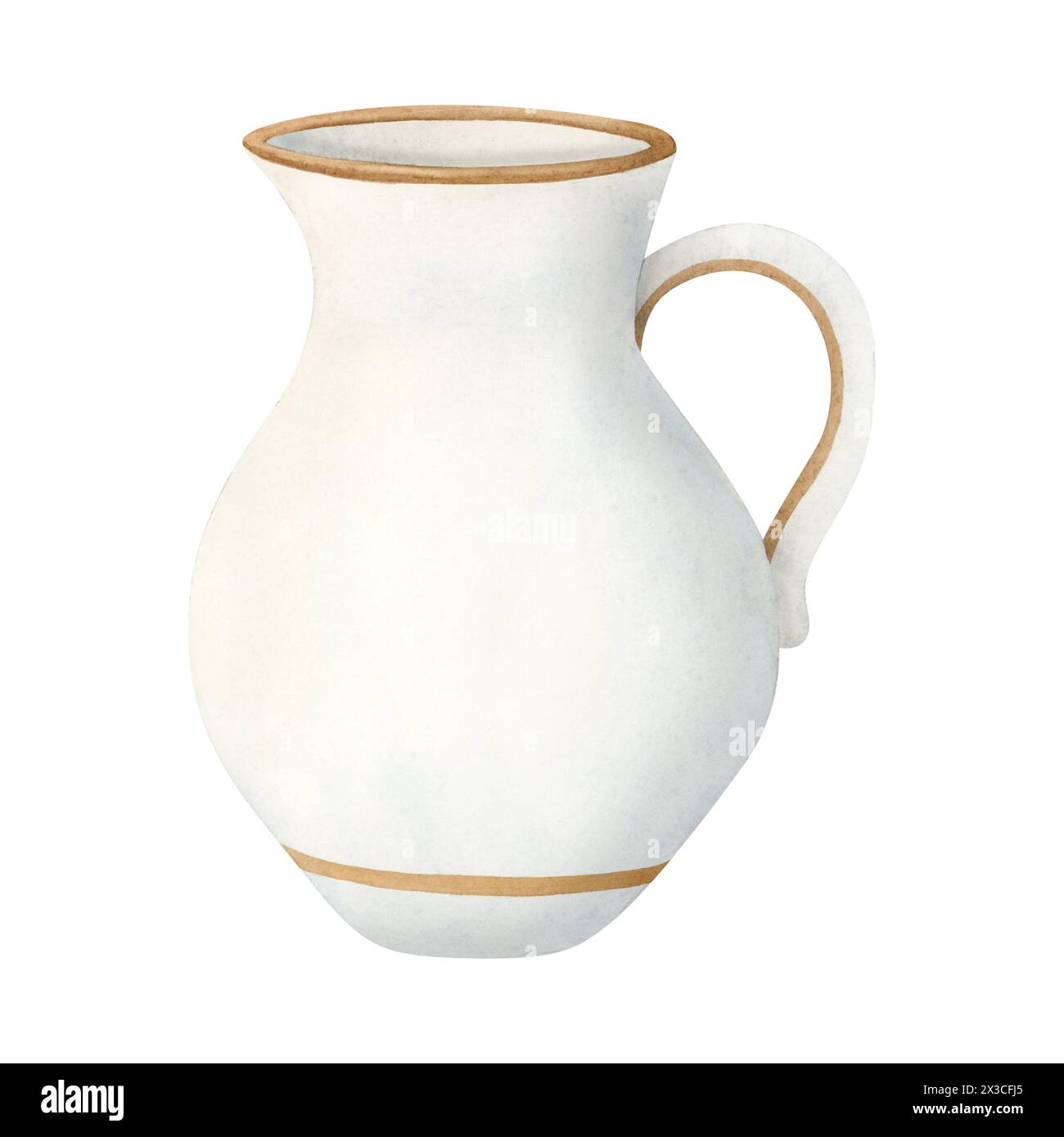 White ceramic jug in simple style watercolor illustration. Elegant ...