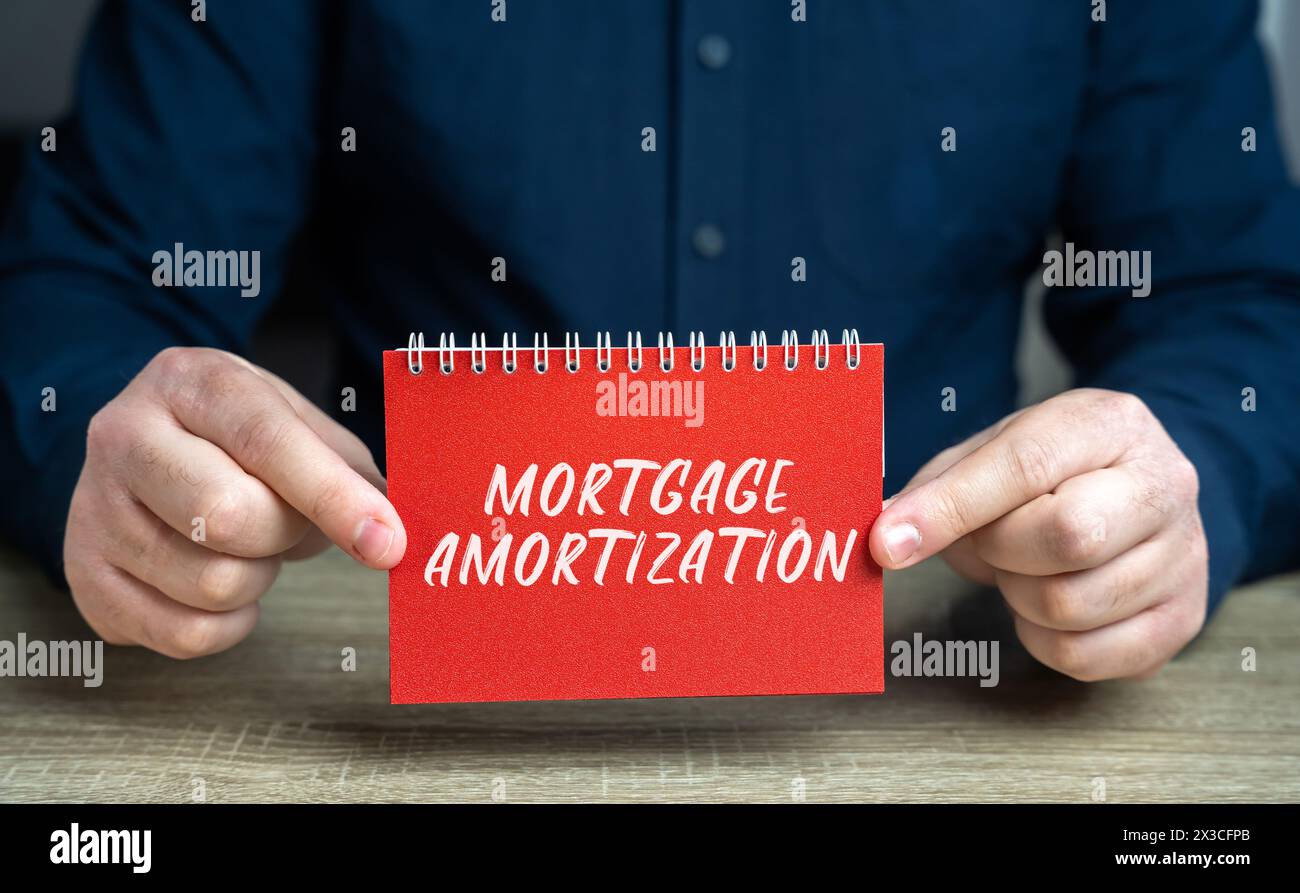 Mortgage amortization concept. Process of paying off a mortgage loan through regular payments ...