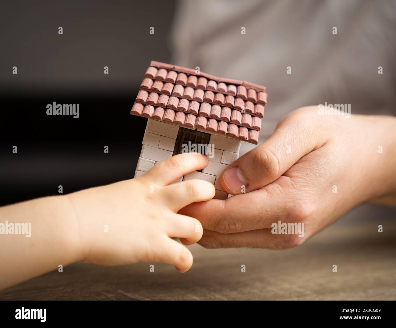 A father gives his son a small house. The concept of transfer of ...