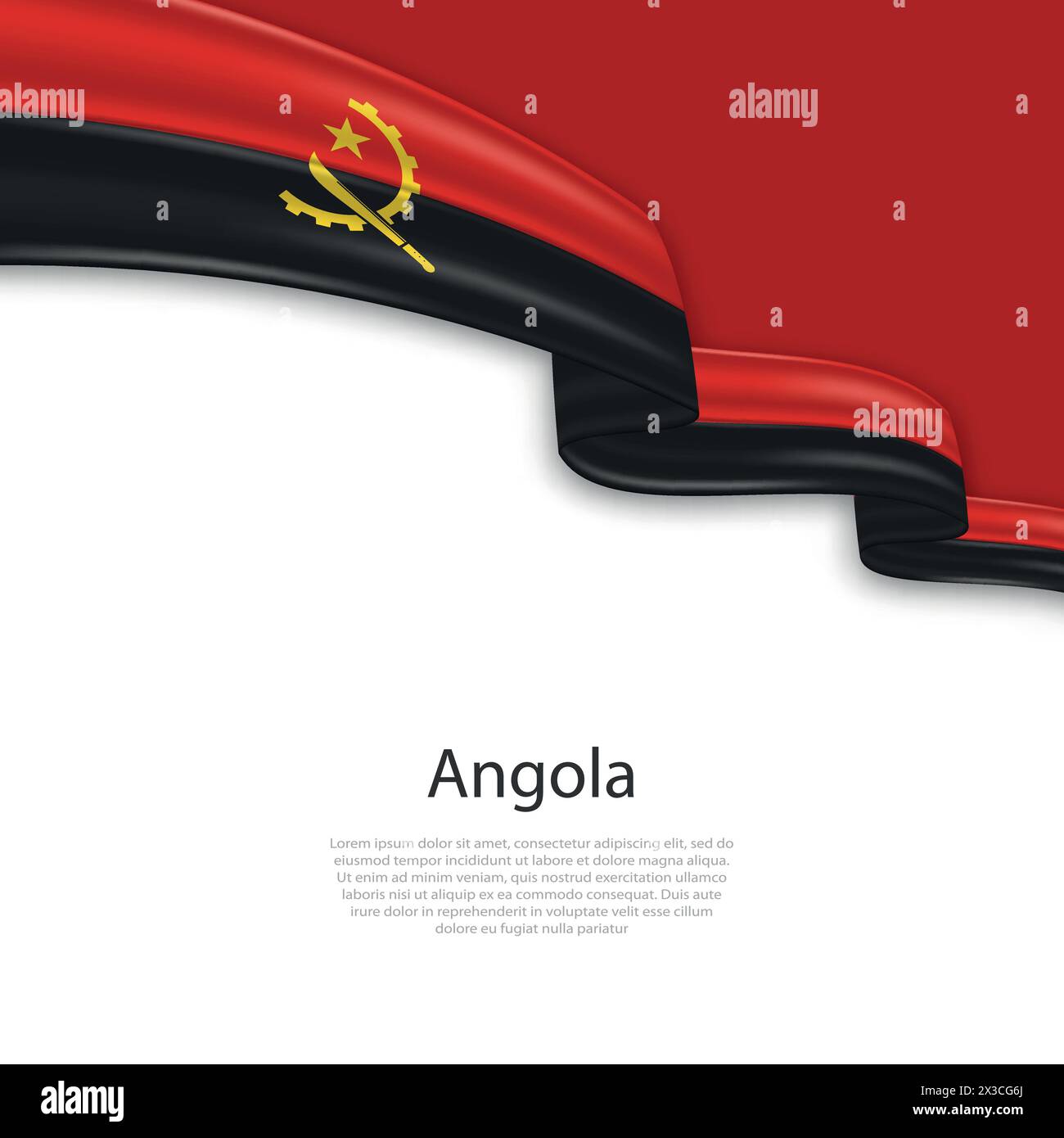 Waving ribbon with flag of Angola. Template for independence day poster ...