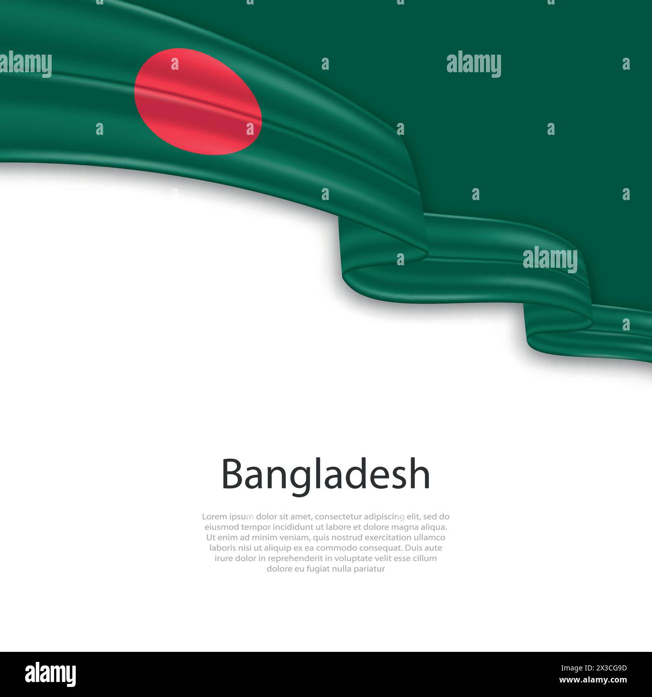 Waving ribbon with flag of Bangladesh. Template for independence day ...