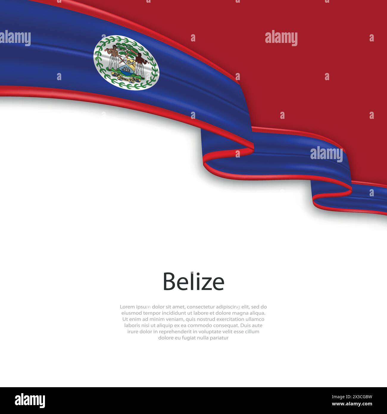 Waving ribbon with flag of Belize. Template for independence day poster design Stock Vector ...