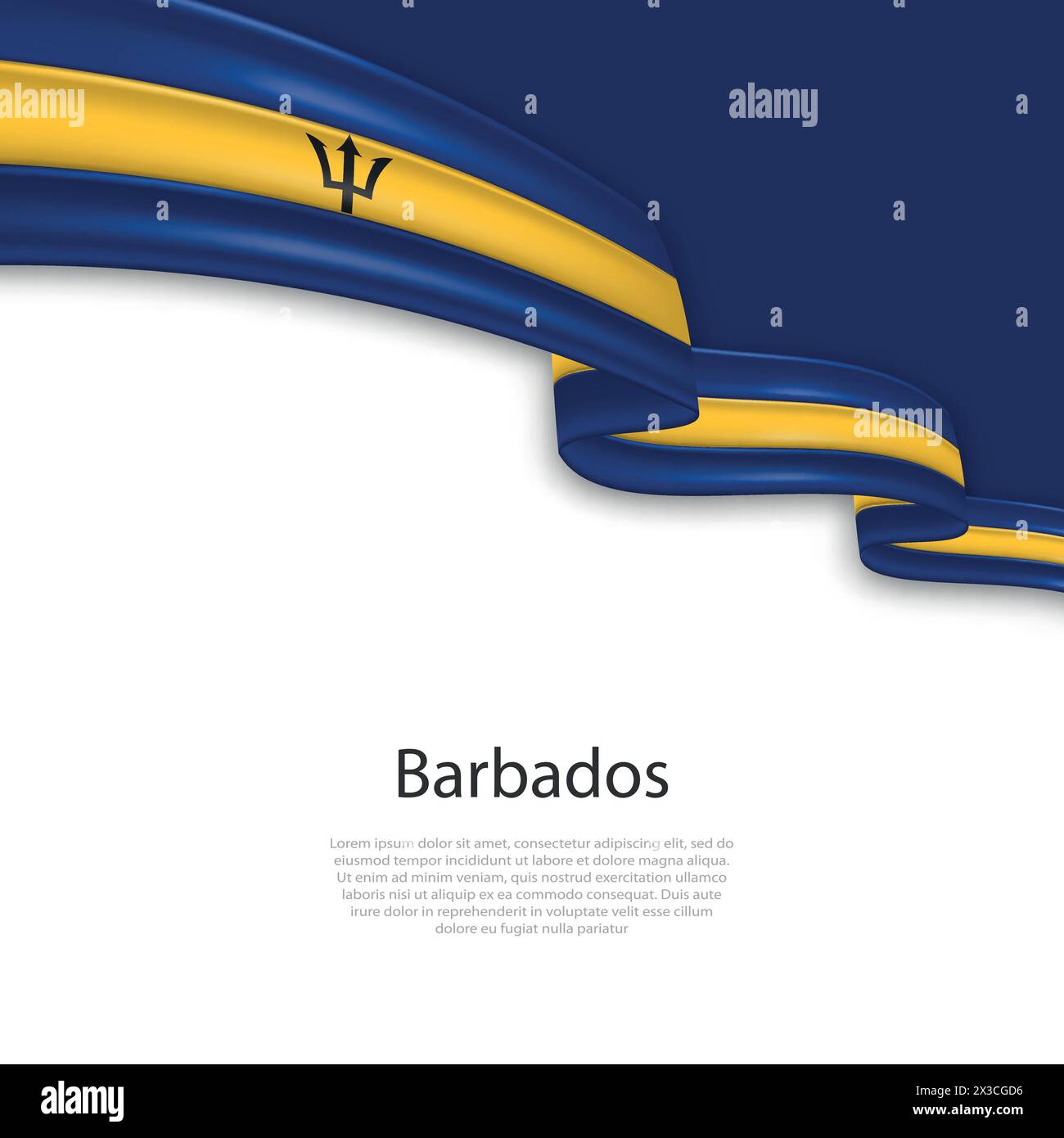 Waving ribbon with flag of Barbados. Template for independence day ...