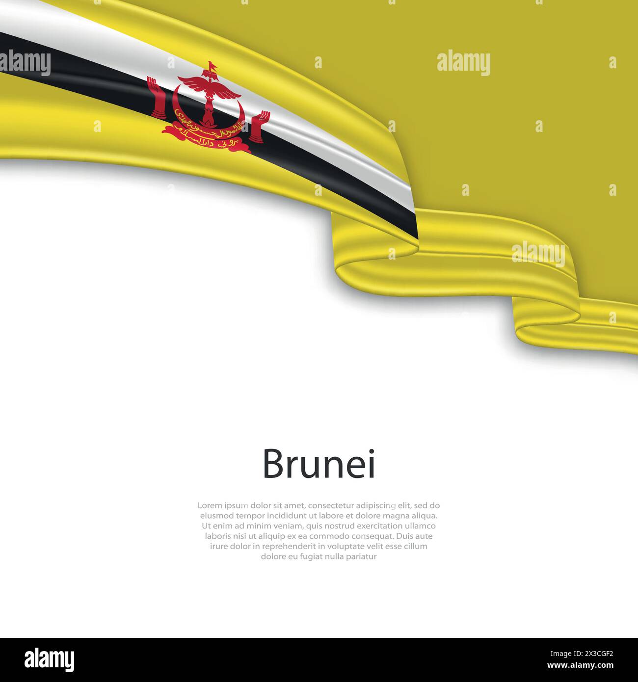 Waving ribbon with flag of Brunei. Template for independence day poster ...