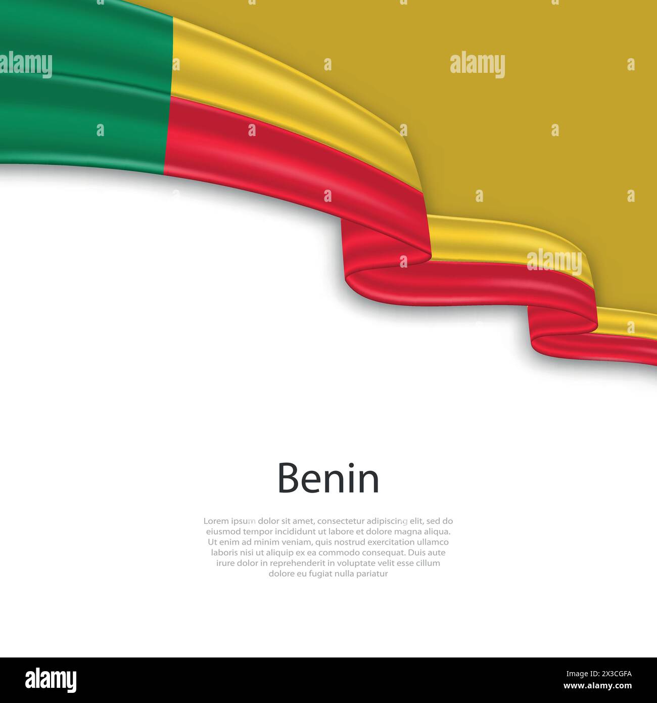 Waving ribbon with flag of Benin. Template for independence day poster ...