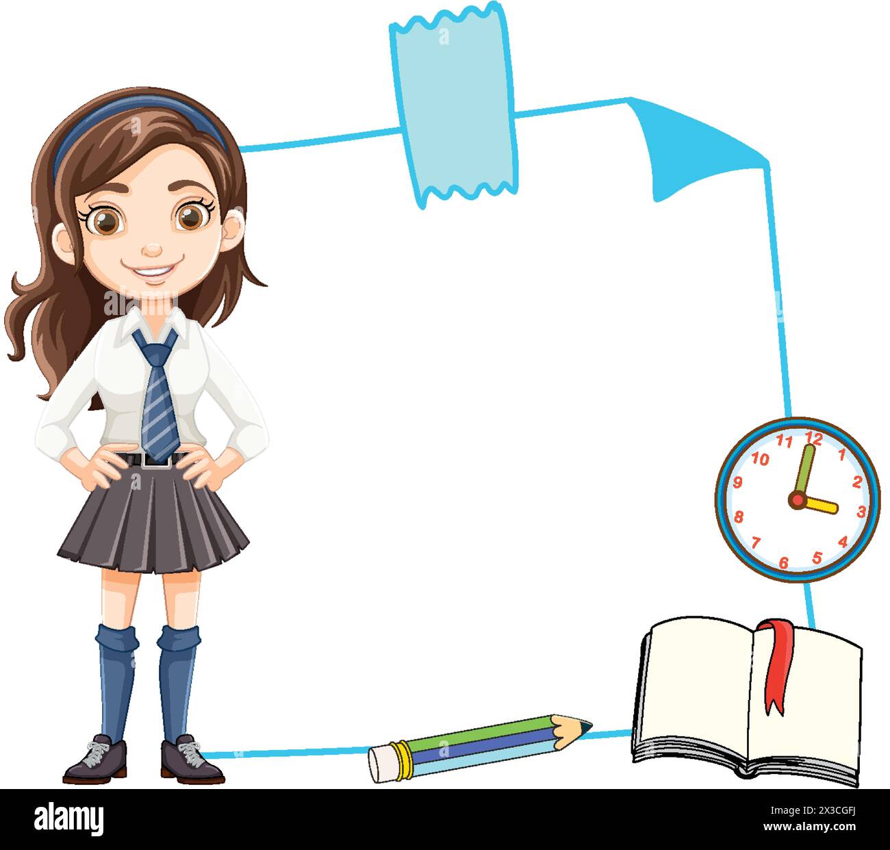 Smiling girl with educational infographic elements Stock Vector Image ...