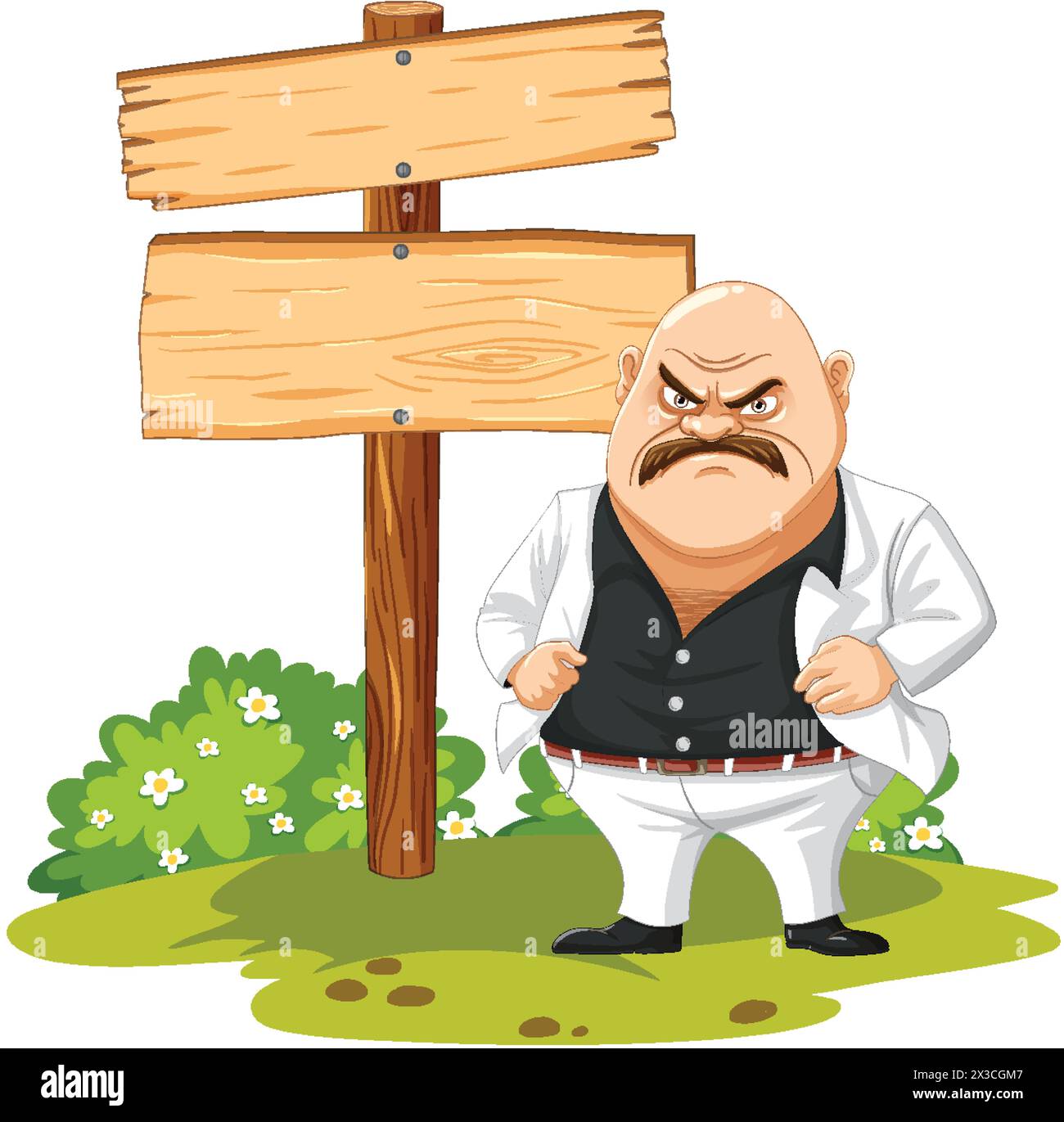 Angry cartoon character standing next to signpost Stock Vector Image ...