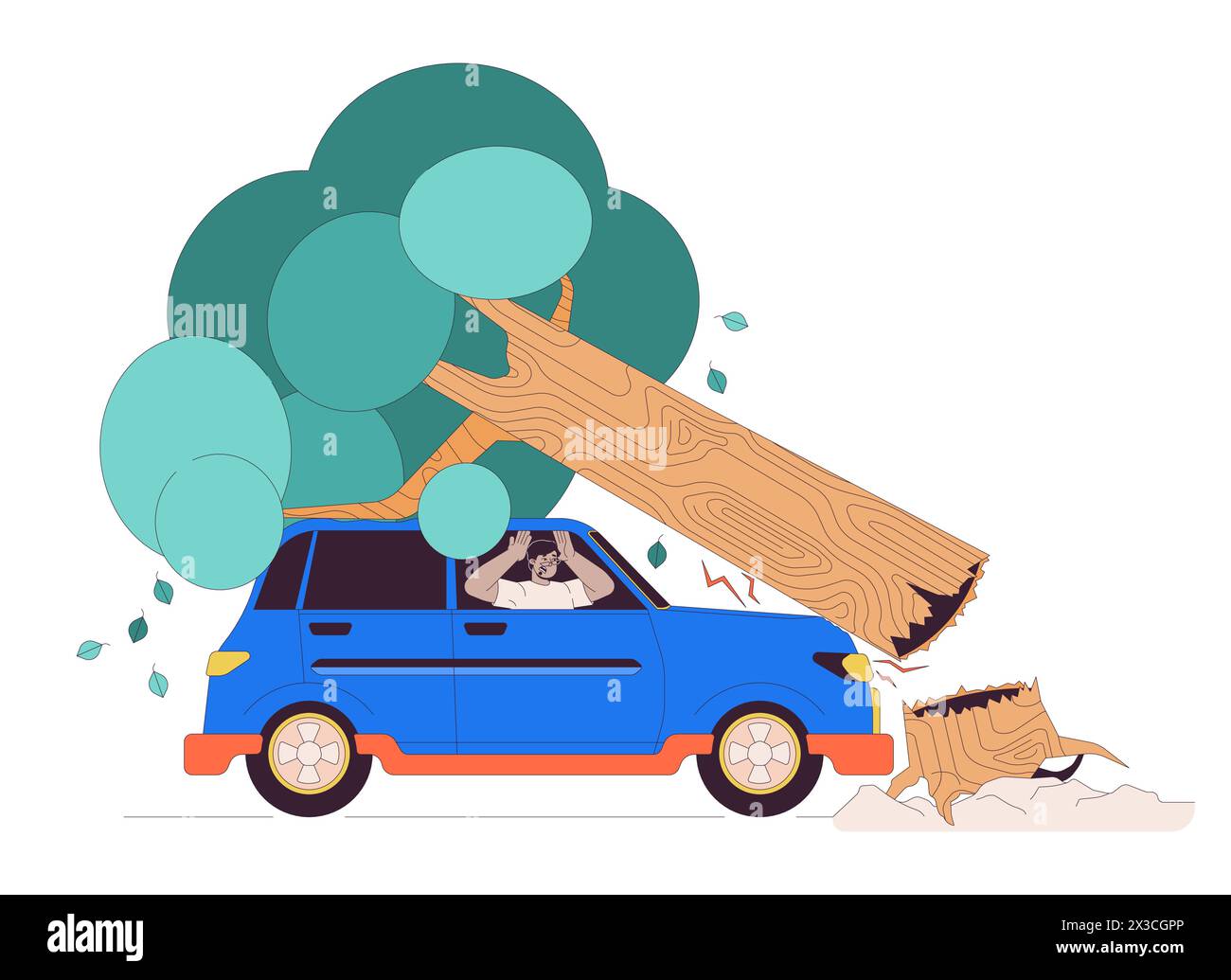 Road accident line cartoon flat illustration Stock Vector Image & Art ...