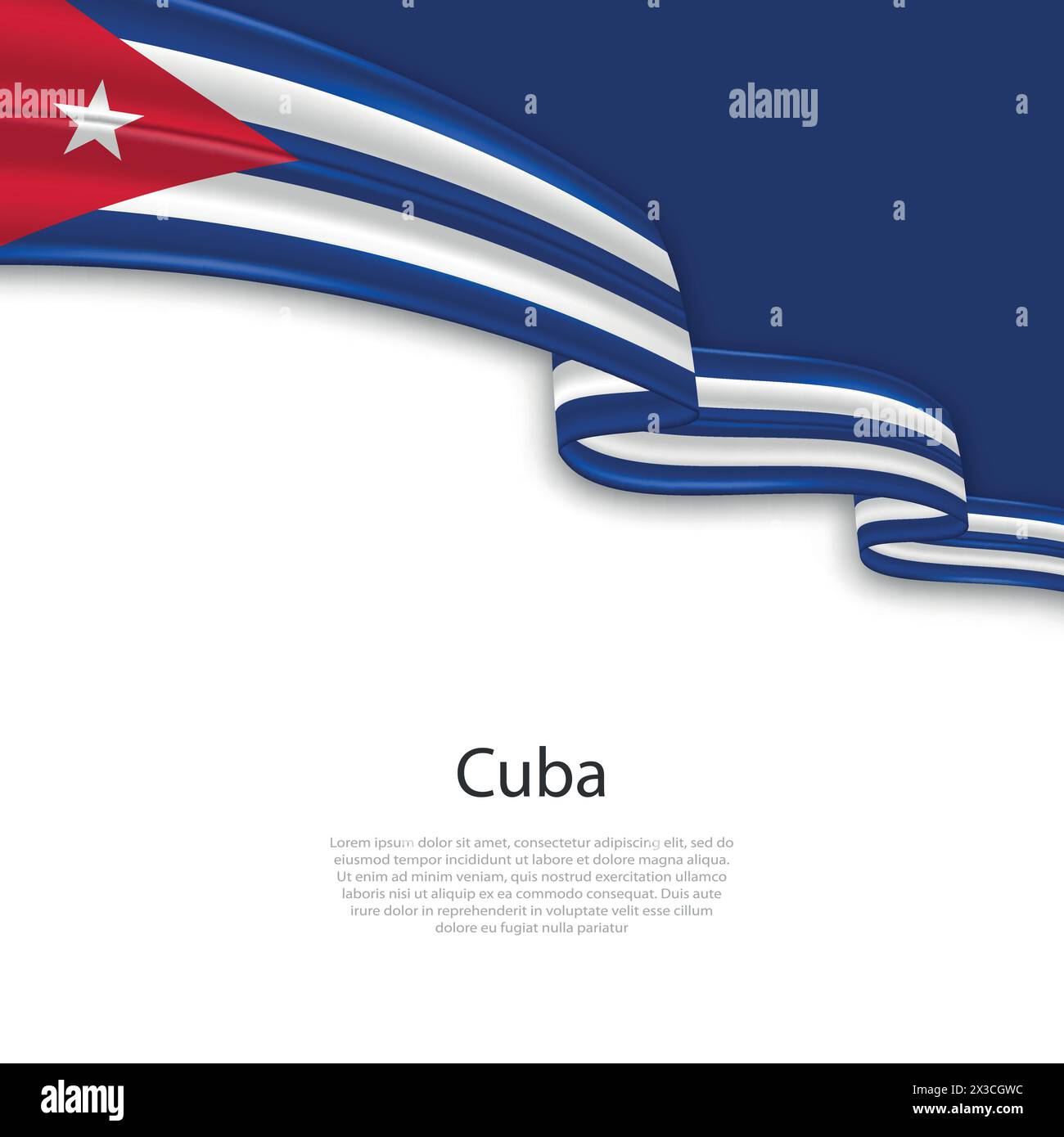 Waving ribbon with flag of Cuba. Template for independence day poster ...