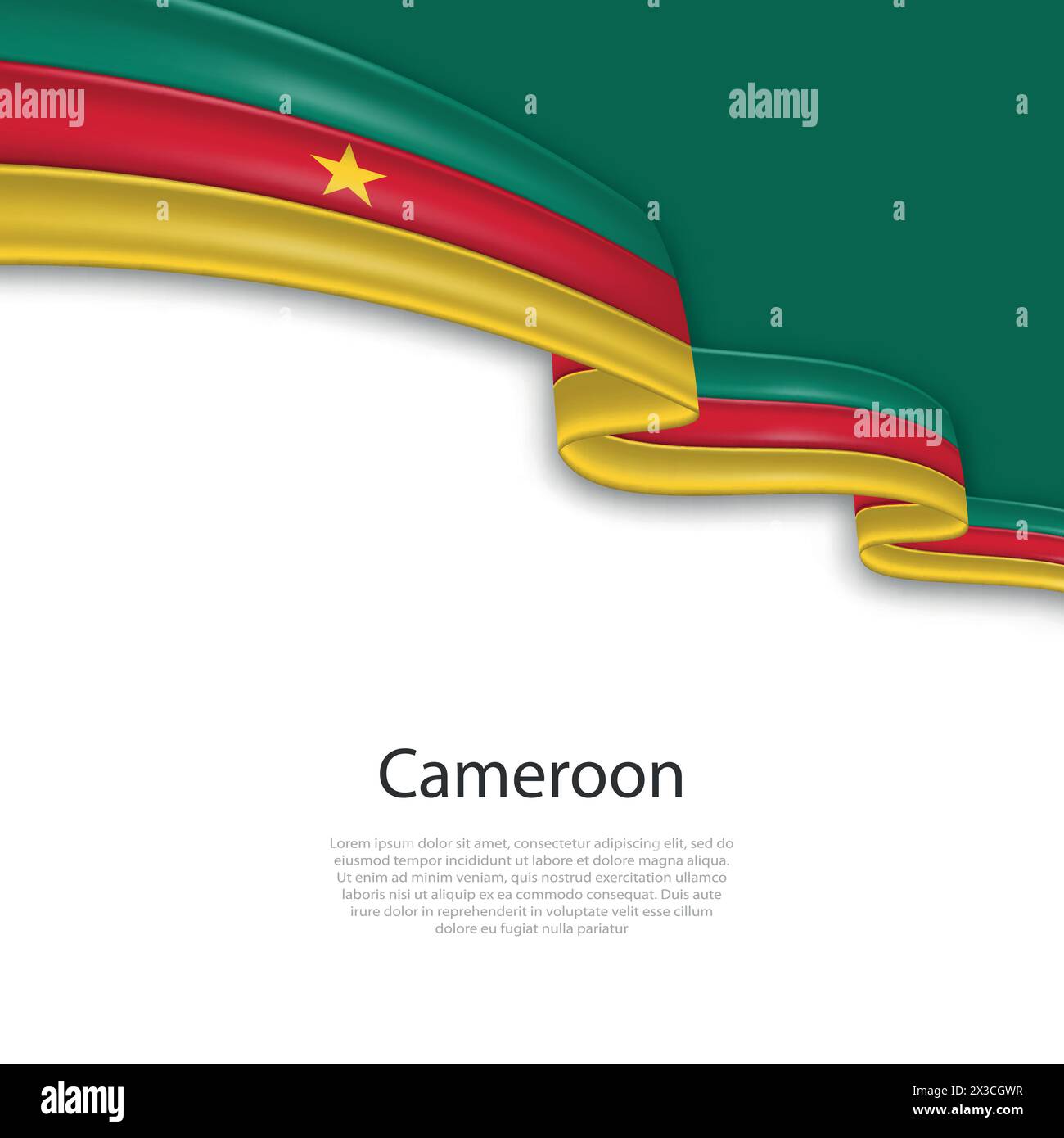 Waving ribbon with flag of Cameroon. Template for independence day ...