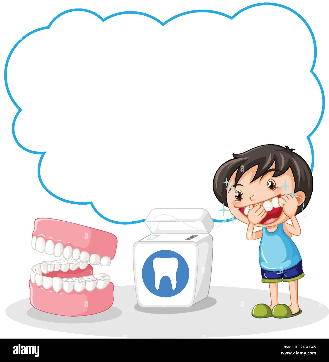 Young boy learning about teeth and dental care Stock Vector Image & Art ...
