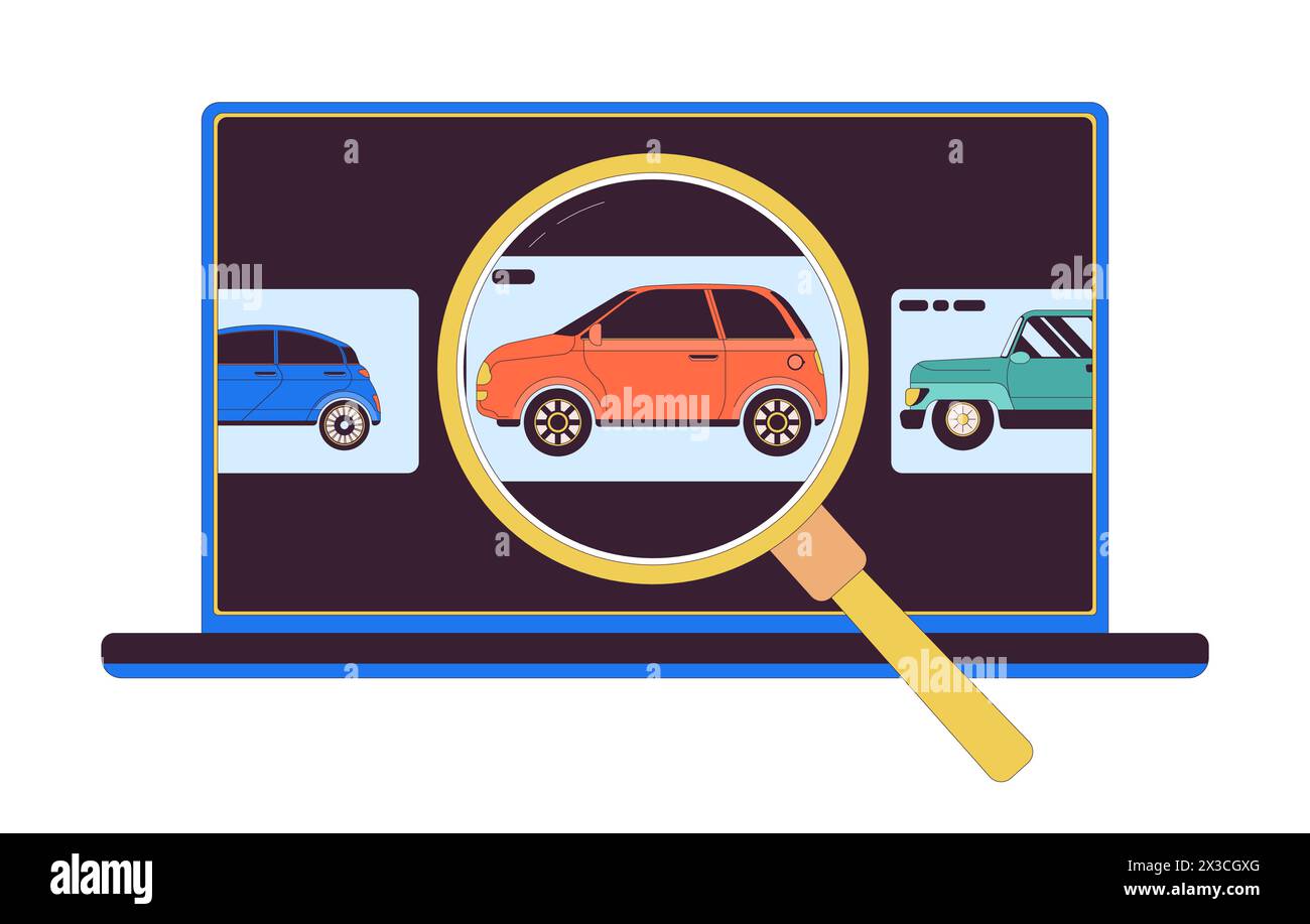 Buying car online 2D linear illustration concept Stock Vector Image ...
