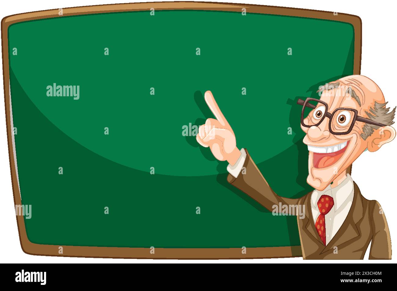 Cartoon professor pointing at an empty blackboard Stock Vector Image ...
