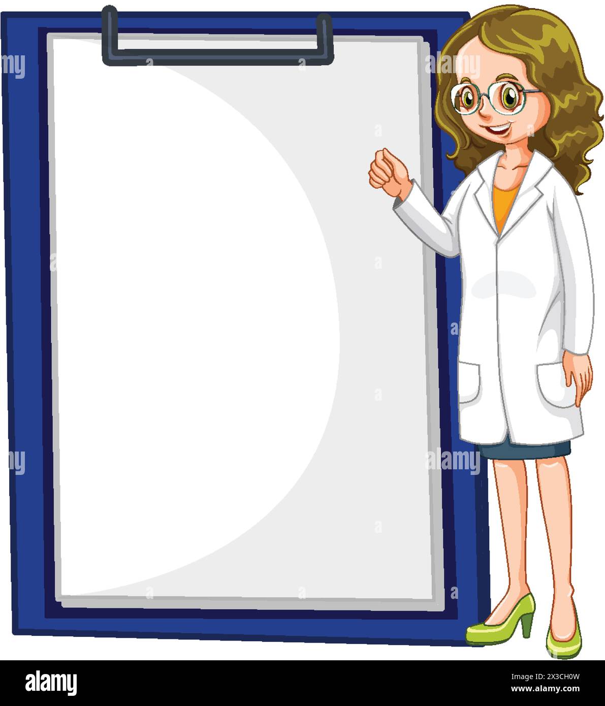 Cartoon scientist with clipboard pointing and explaining Stock Vector ...