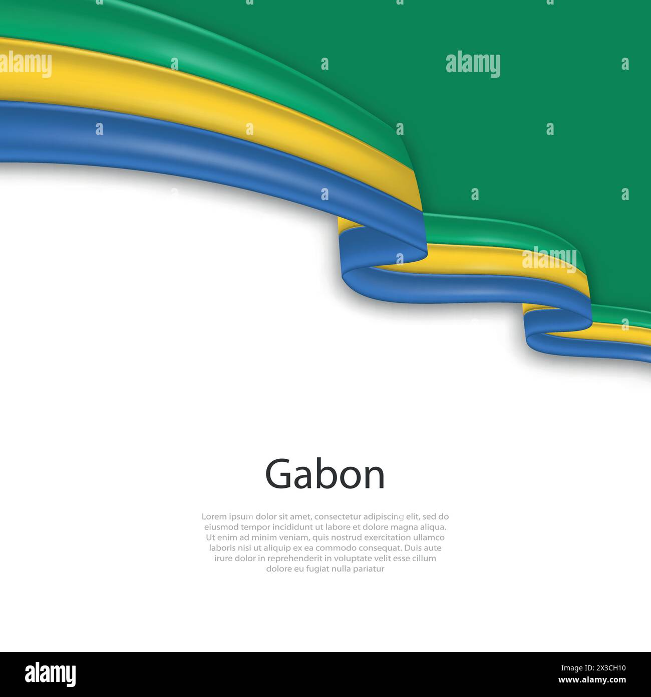 Waving ribbon with flag of Gabon. Template for independence day poster ...