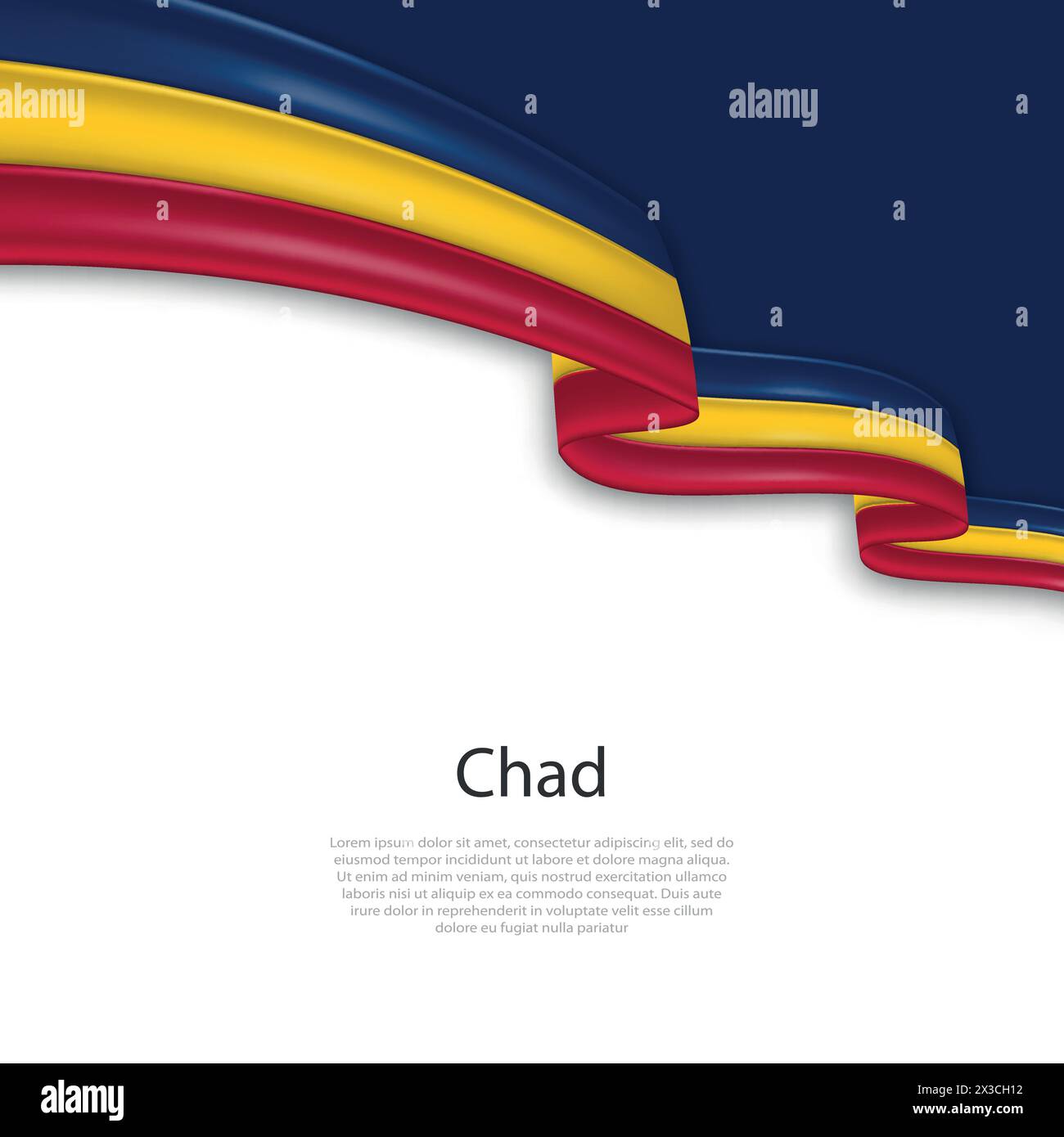 Waving ribbon with flag of Chad. Template for independence day poster ...
