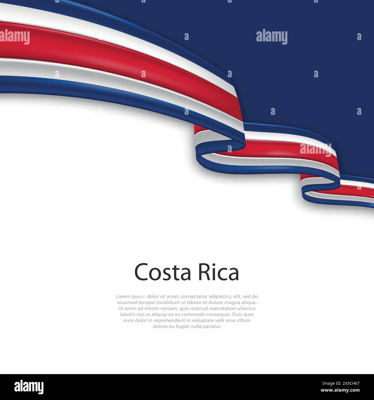 Waving ribbon with flag of Costa Rica. Template for independence day ...
