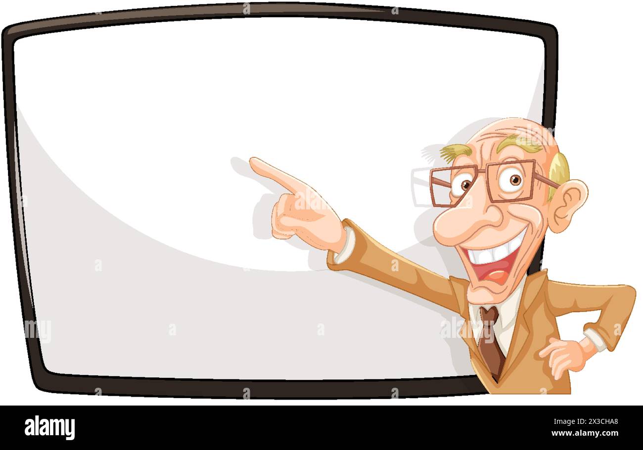 Animated professor pointing at an empty whiteboard Stock Vector Image ...