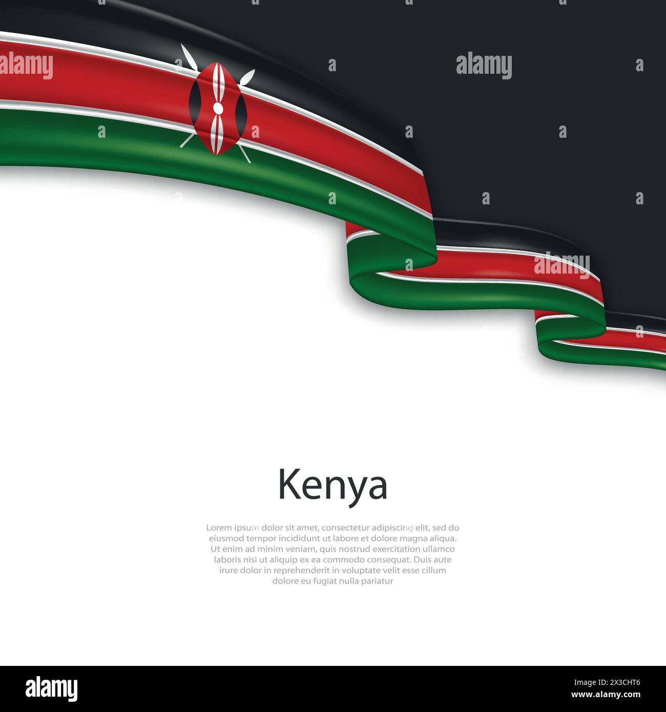 Waving ribbon with flag of Kenya. Template for independence day poster ...