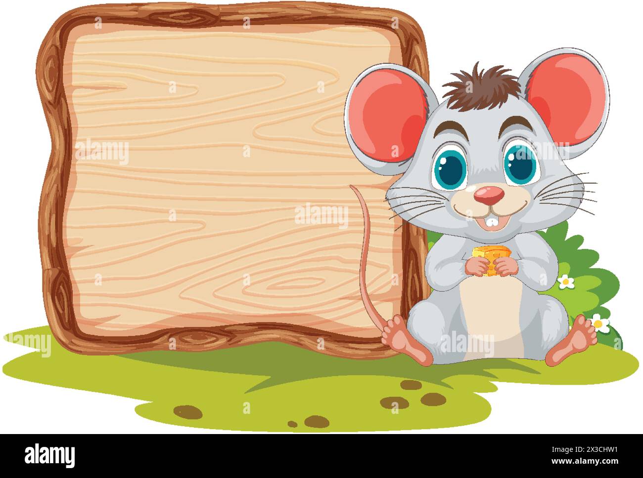 Cute mouse sitting beside an empty signboard Stock Vector Image & Art ...