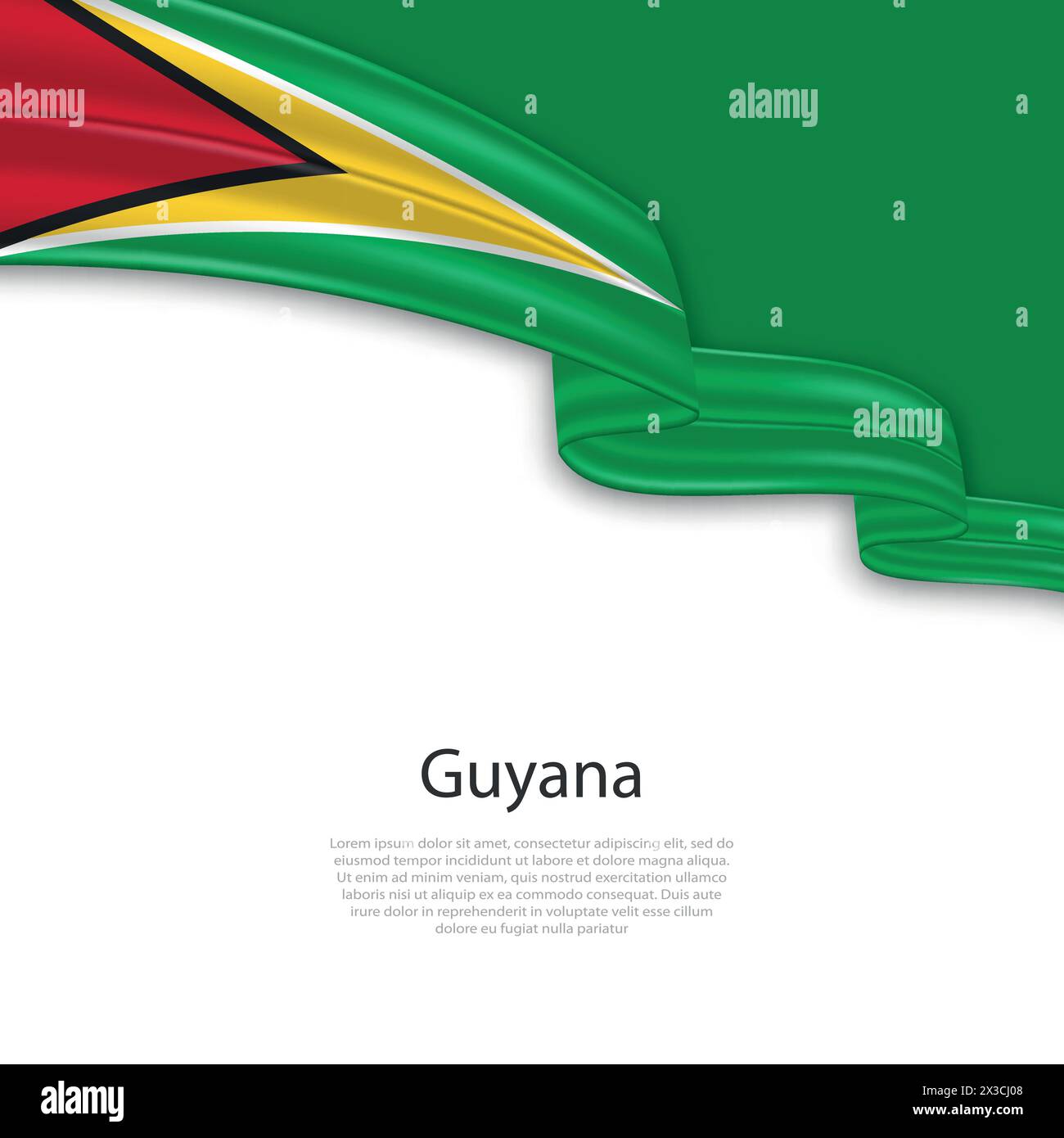 Waving ribbon with flag of Guyana. Template for independence day poster design Stock Vector ...