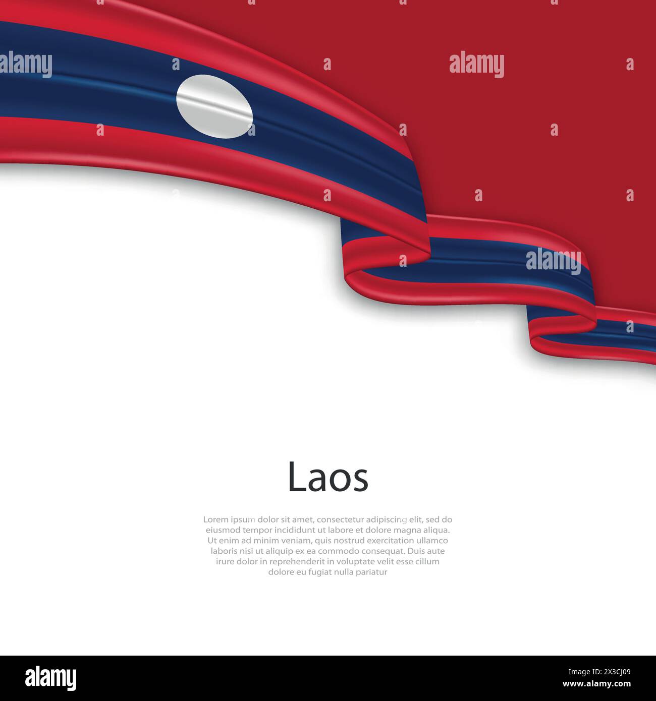 Waving ribbon with flag of Laos. Template for independence day poster ...