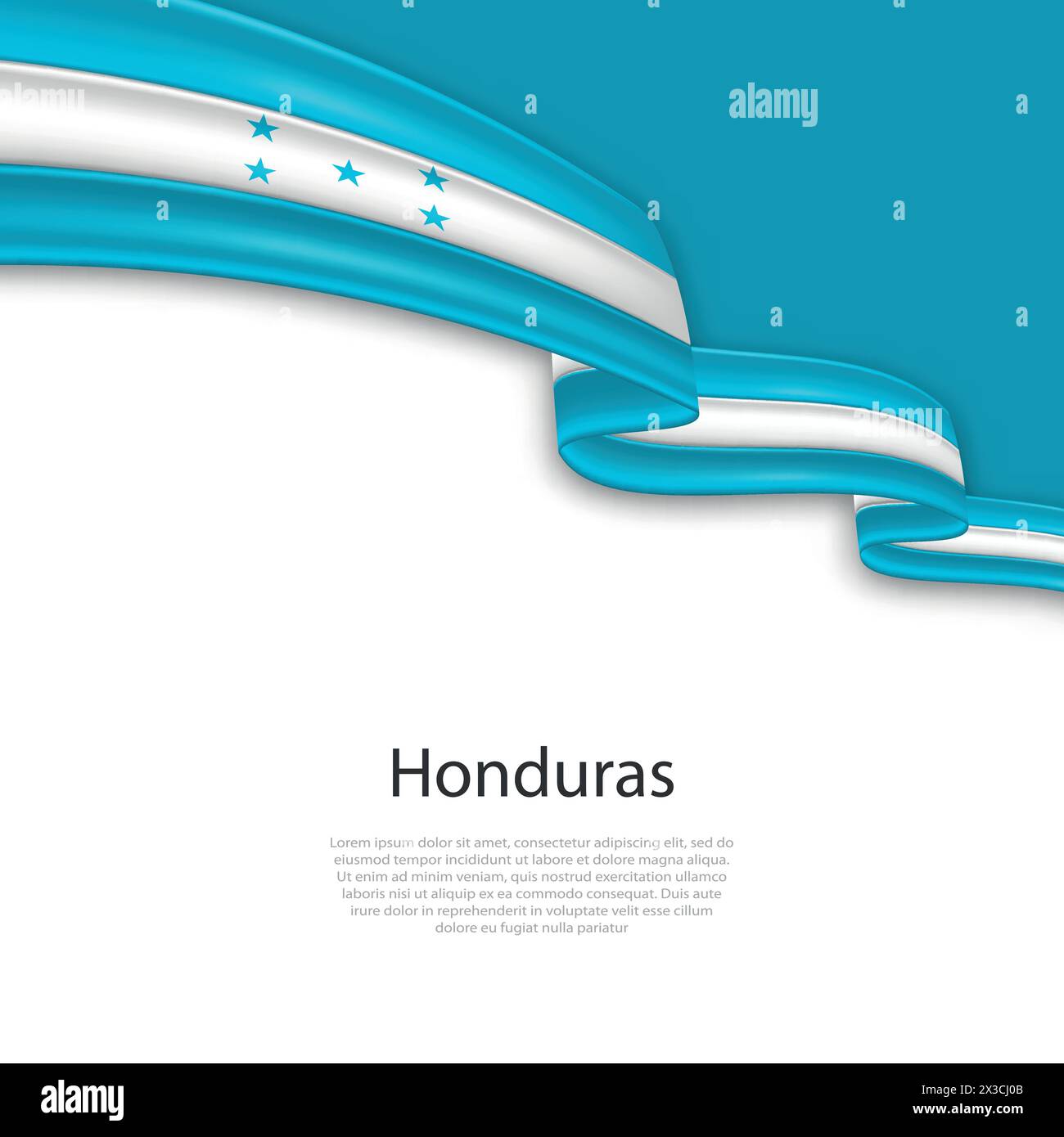 Waving ribbon with flag of Honduras. Template for independence day ...