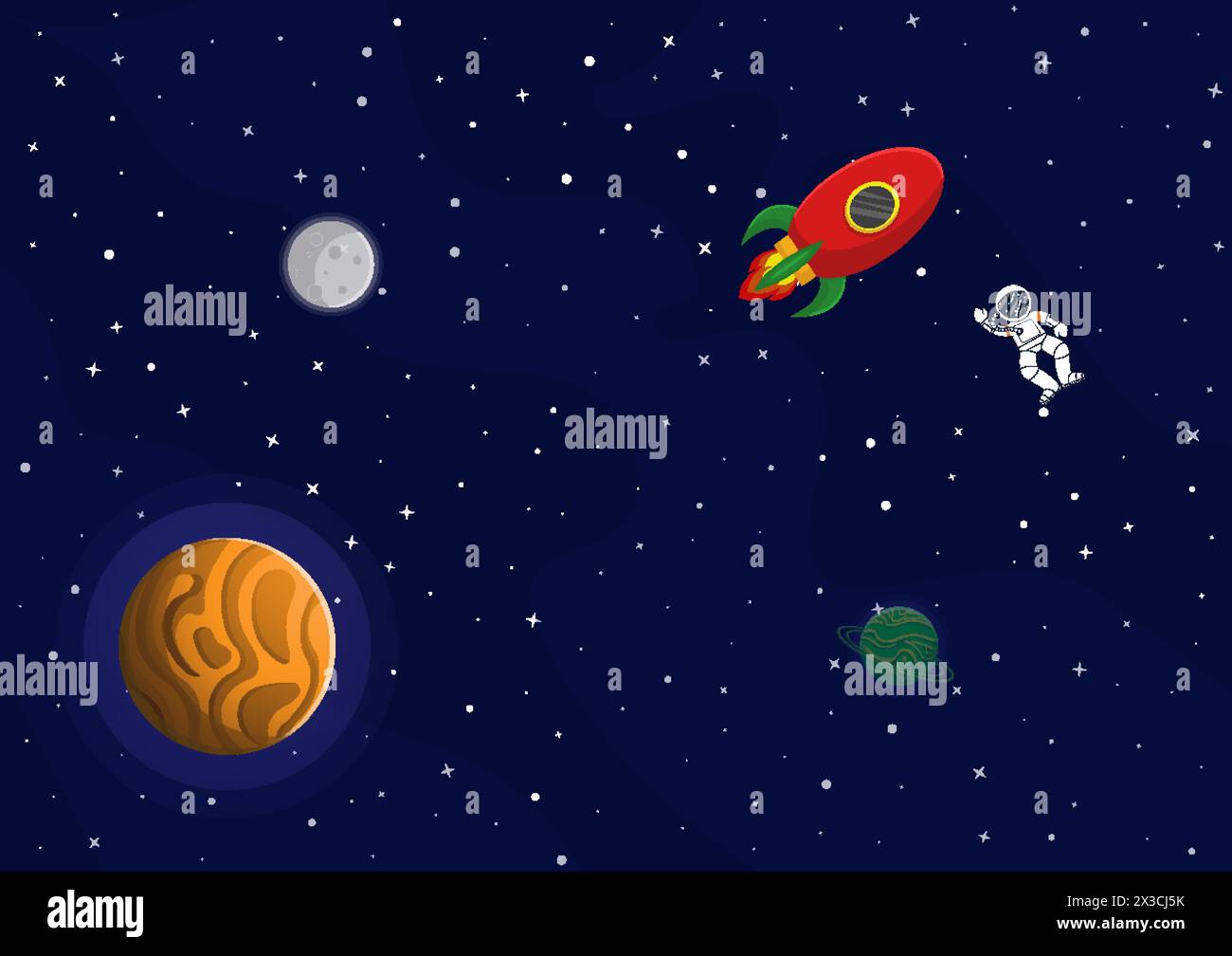 Space cartoon background. Cute design for landing page, banner or ...