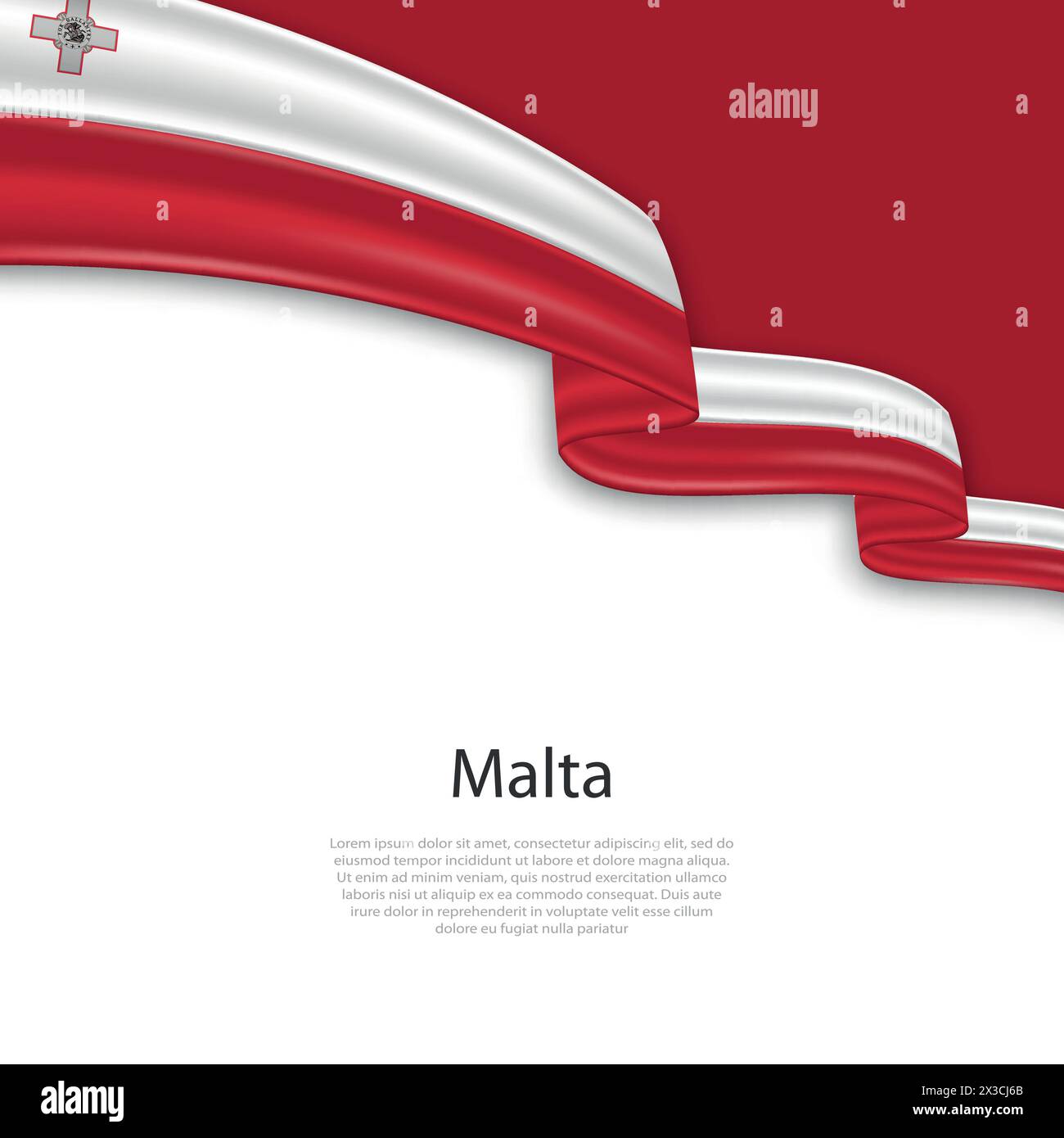 Waving ribbon with flag of Malta. Template for independence day poster ...