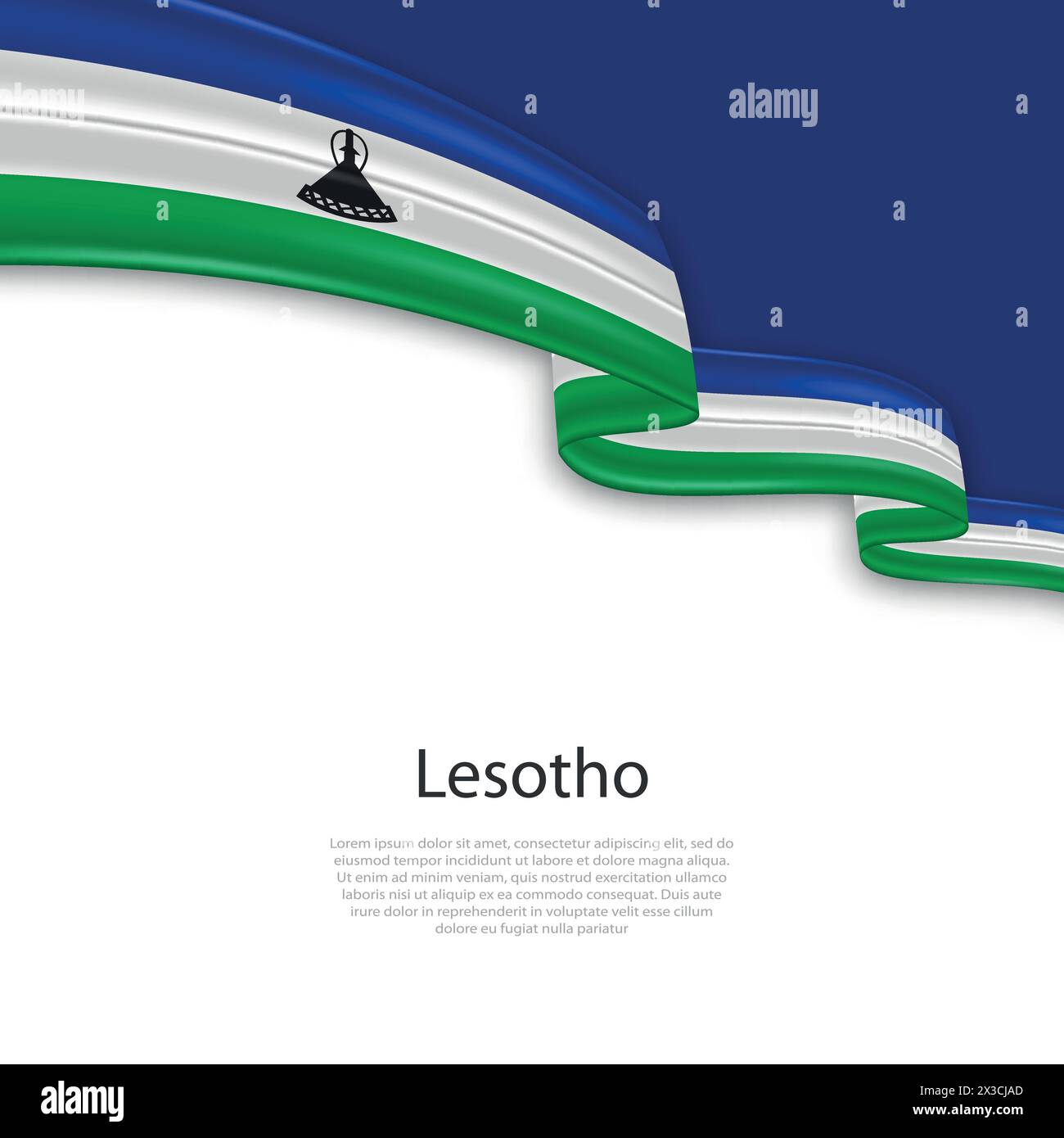 Waving ribbon with flag of Lesotho. Template for independence day ...