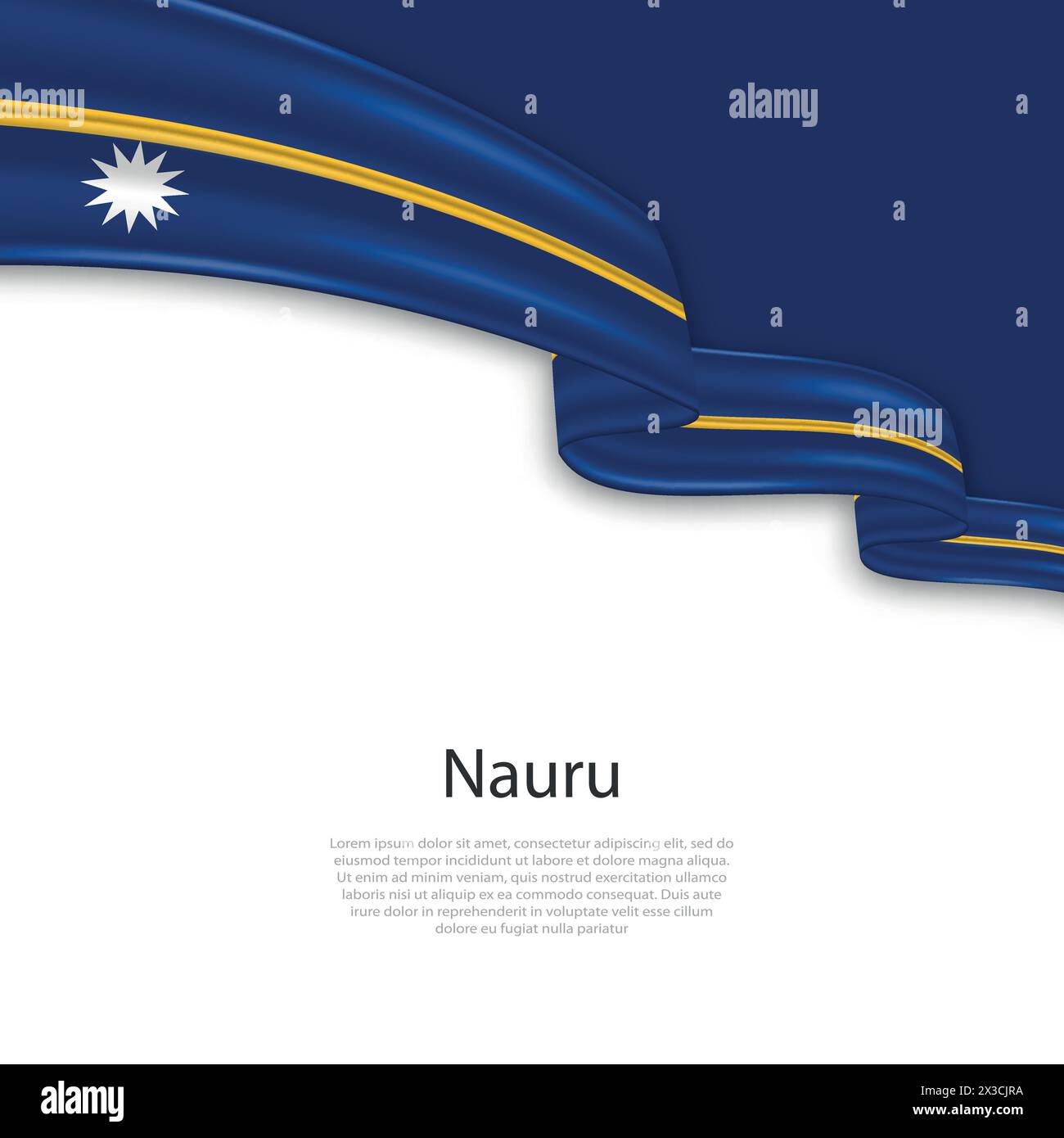 Waving ribbon with flag of Nauru. Template for independence day poster ...