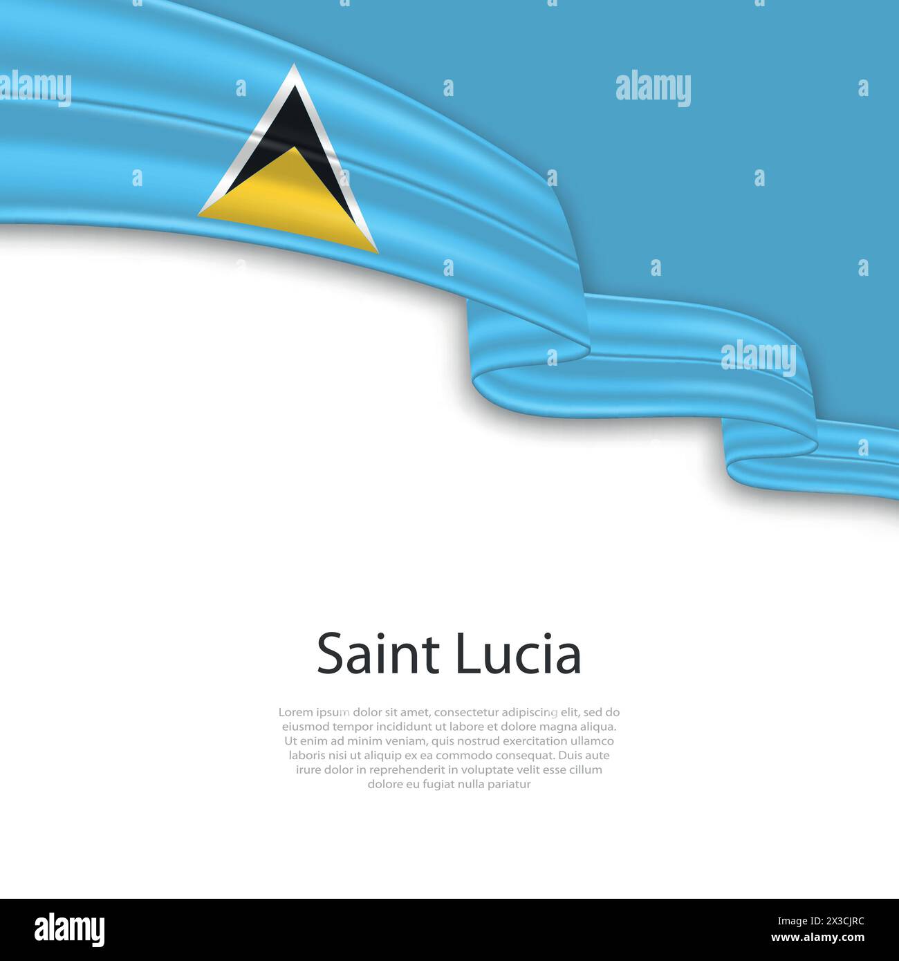 Waving ribbon with flag of Saint Lucia. Template for independence day ...
