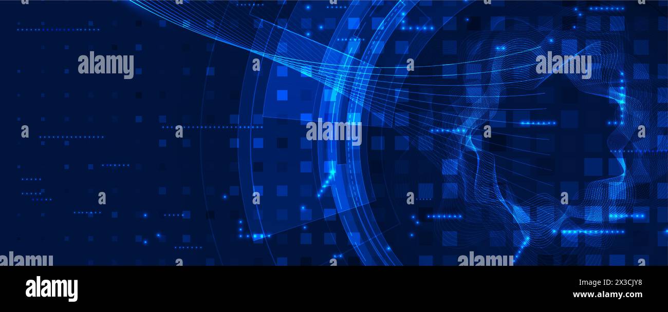 Abstract Technology Digital Circles of Particles. Futuristic Background. Big Data Visualization ...