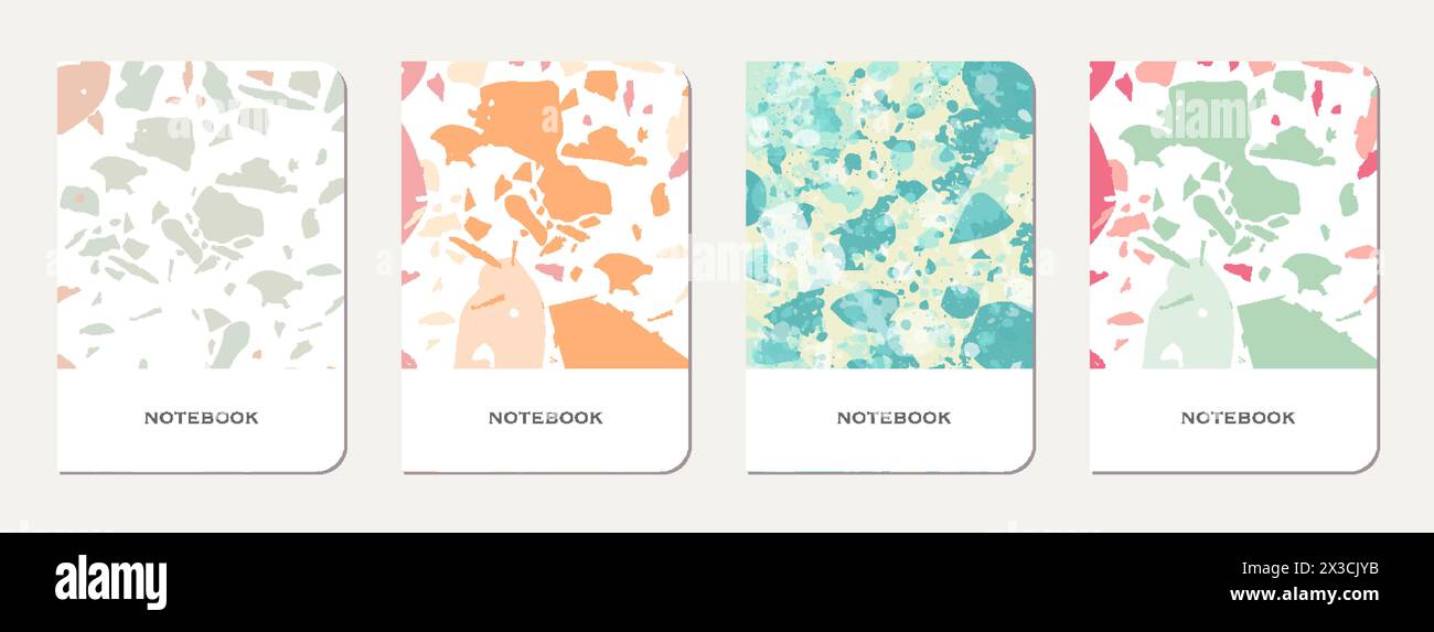 Notepad cover design. Terrazzo abstract background made of natural ...