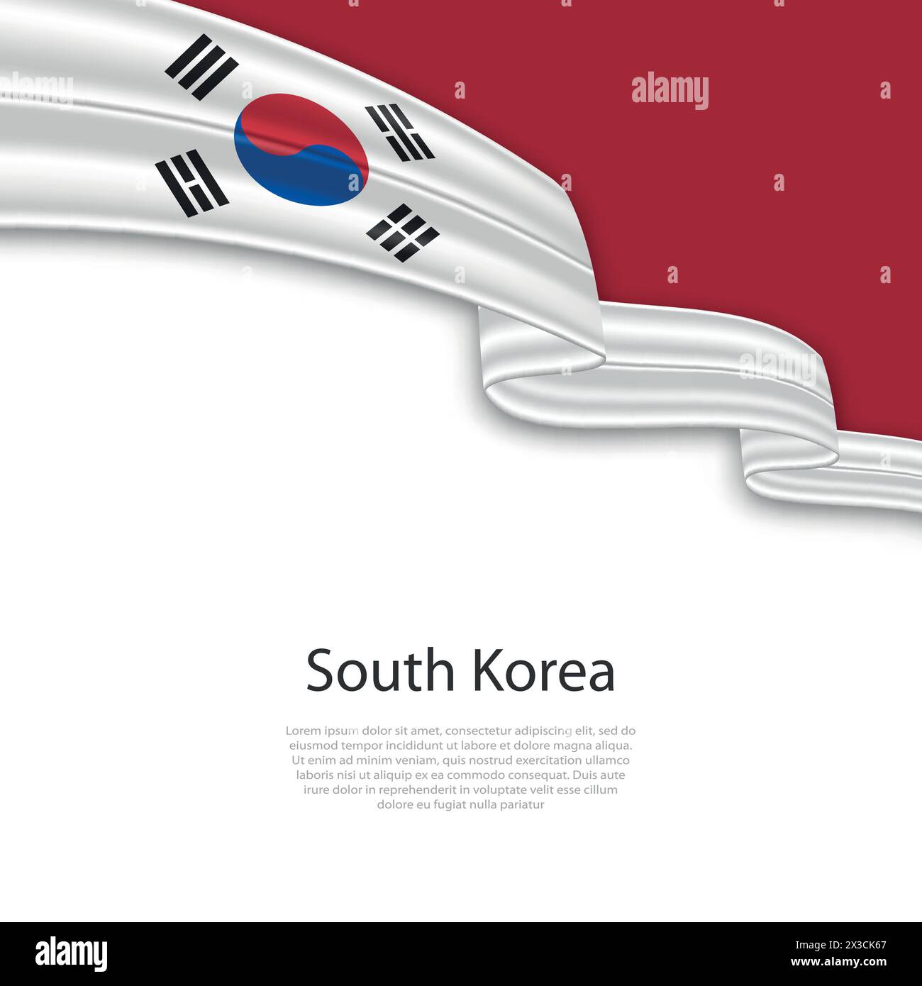 Waving ribbon with flag of South Korea. Template for independence day ...