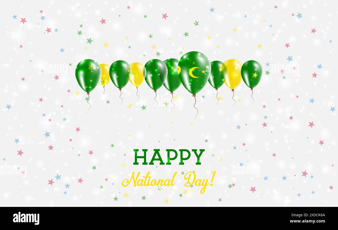 Cocos Islands Independence Day Sparkling Patriotic Poster. Row of ...