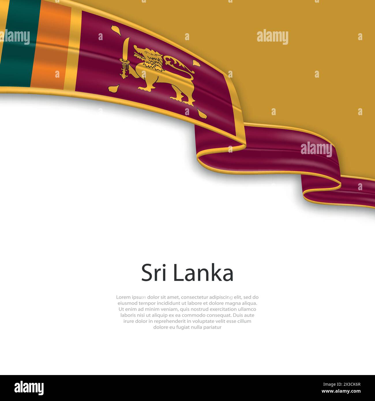 Waving ribbon with flag of Sri Lanka. Template for independence day ...