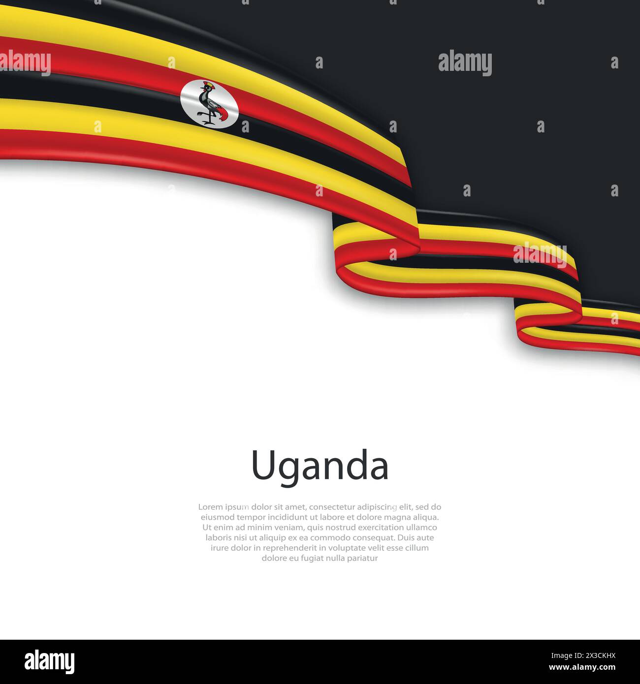 Waving ribbon with flag of Uganda. Template for independence day poster ...