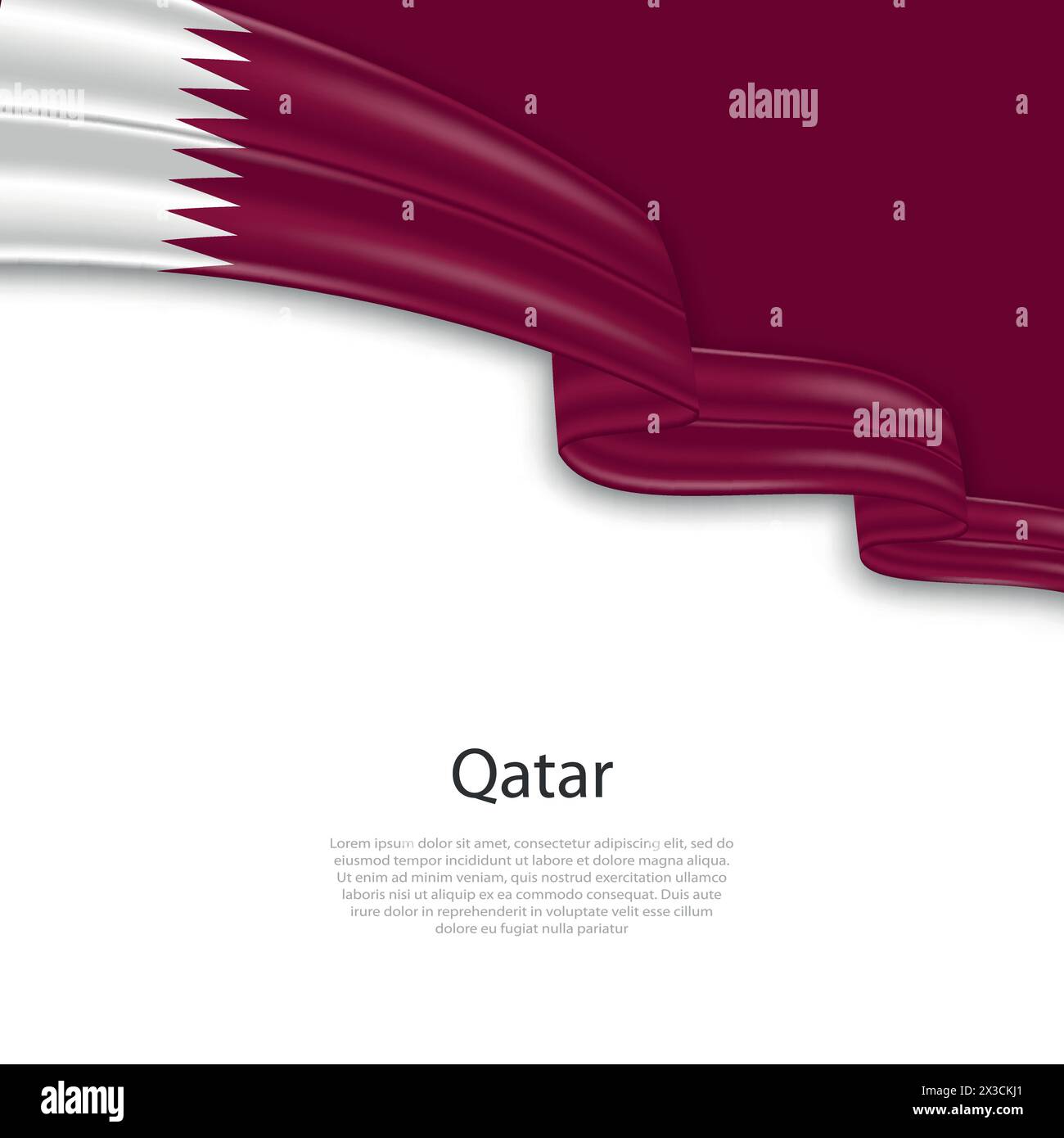 Waving ribbon with flag of Qatar. Template for independence day poster ...
