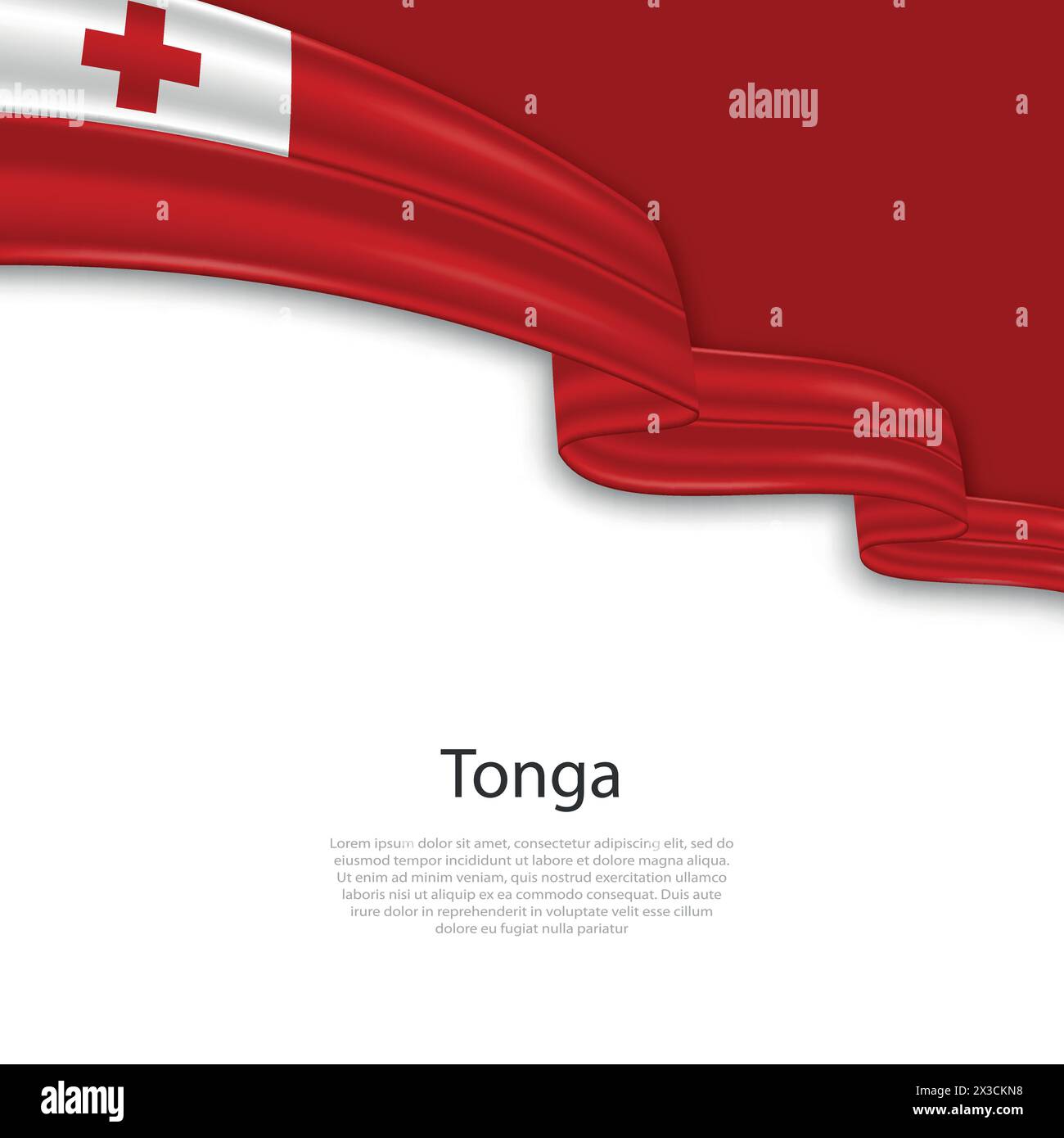 Waving ribbon with flag of Tonga. Template for independence day poster ...