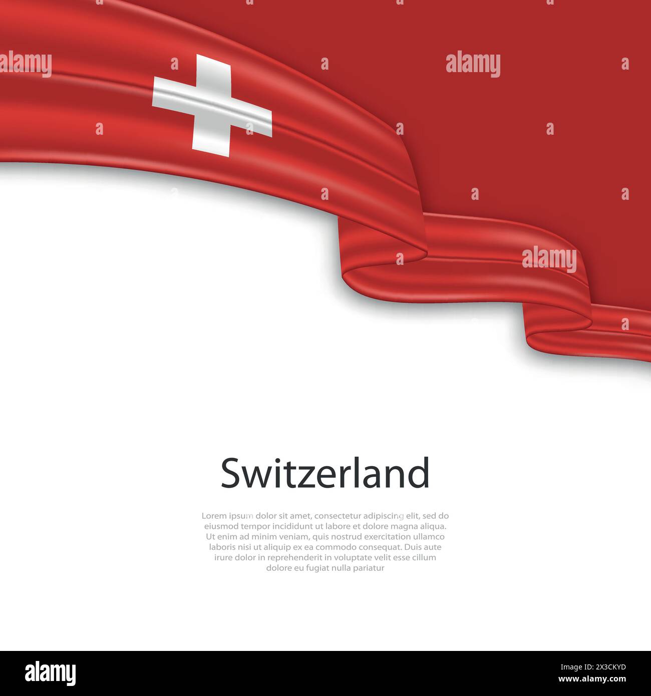 Waving ribbon with flag of Switzerland. Template for independence day ...