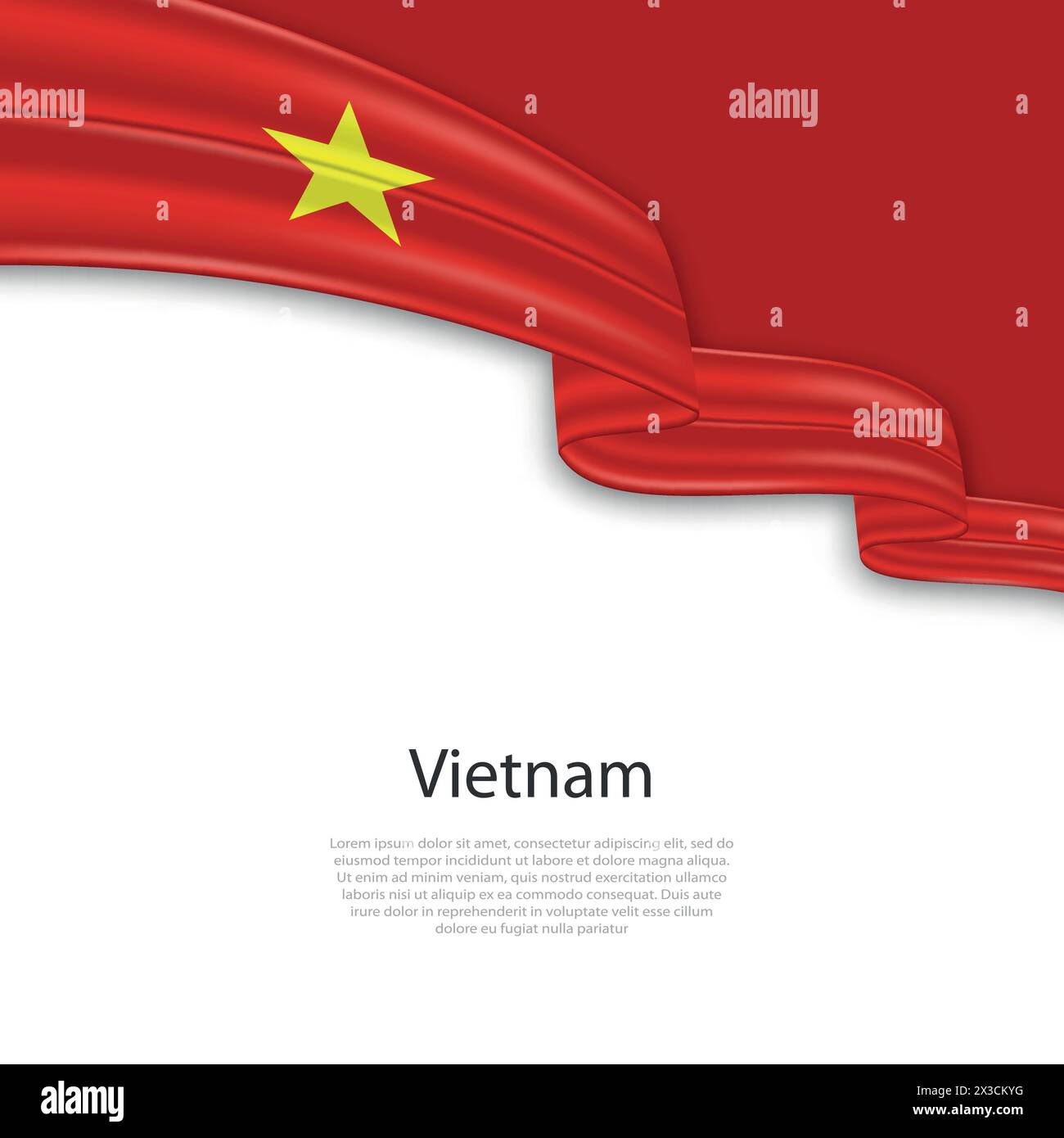 Waving ribbon with flag of Vietnam. Template for independence day ...