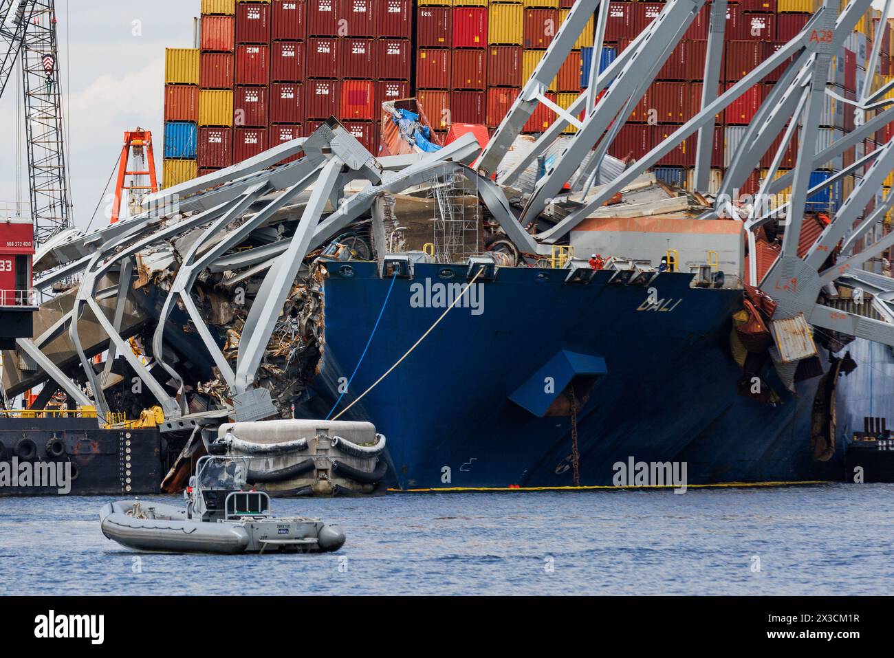 Salvage crews work on the wreckage of Francis Scott Key Bridge in ...