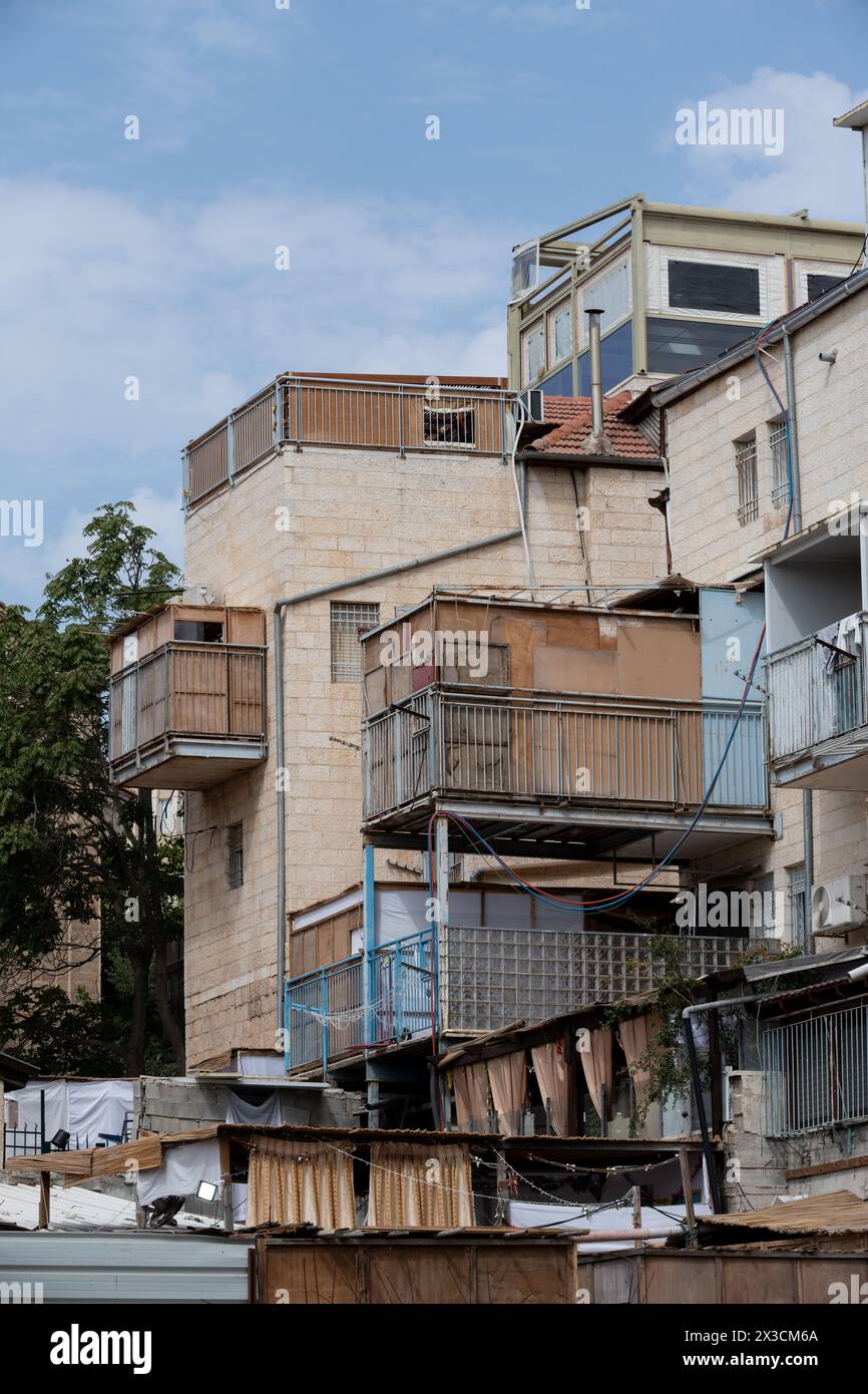 Residential buildings in Jerusalem during the holiday of Sukkot, in ...
